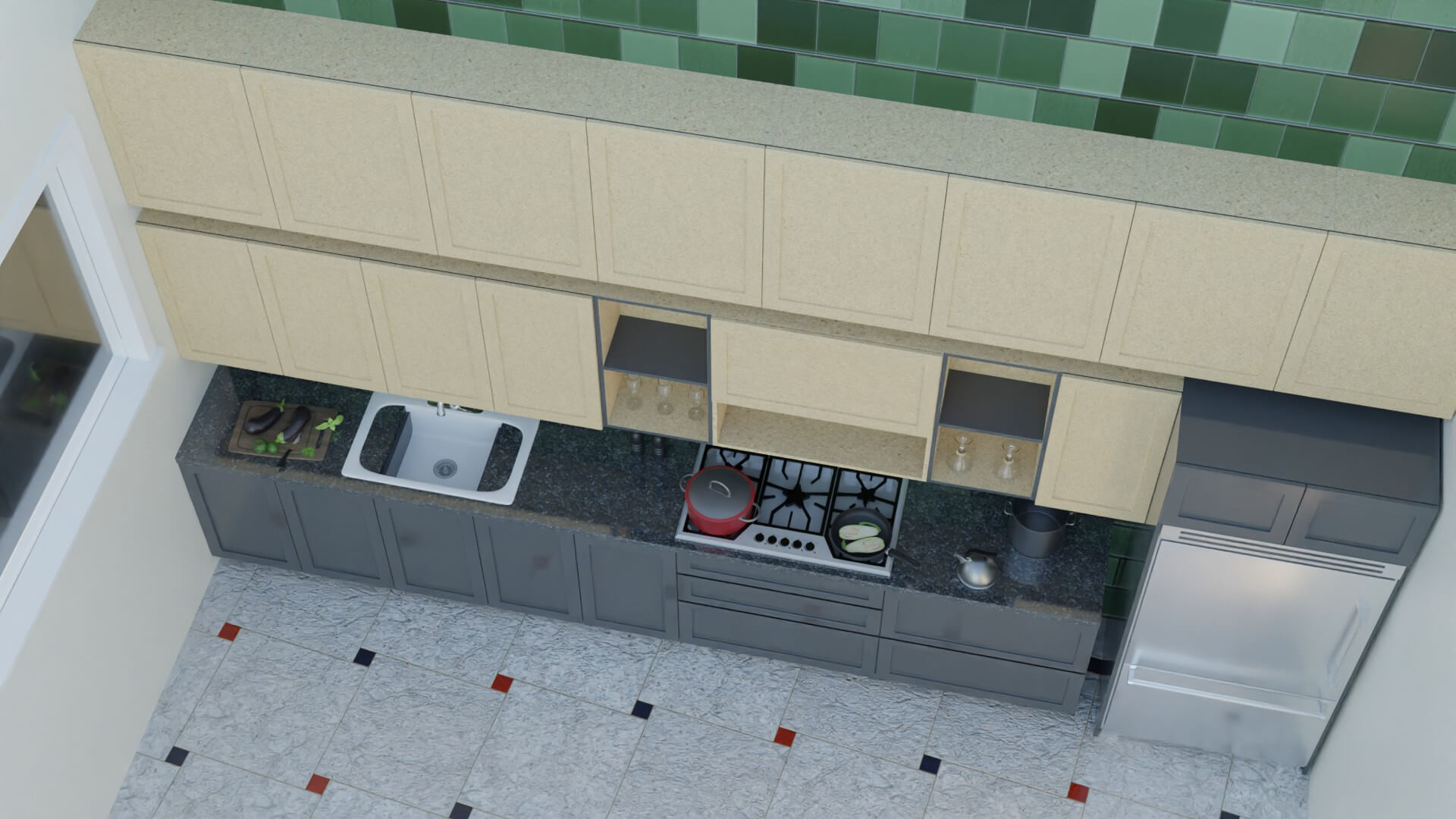 Aluminum Kitchen Cabinet - 3D Model by ilham45