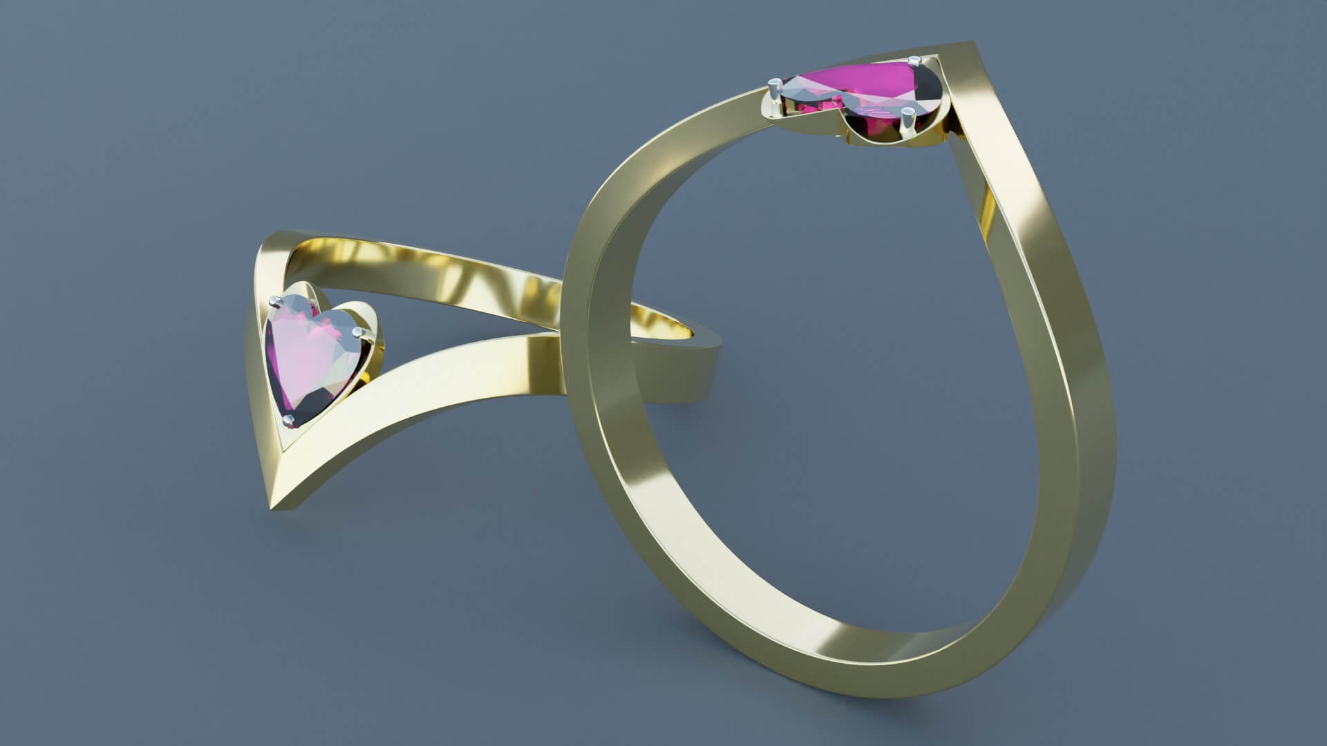Heart Gold Ring - 3D Model by ilham45