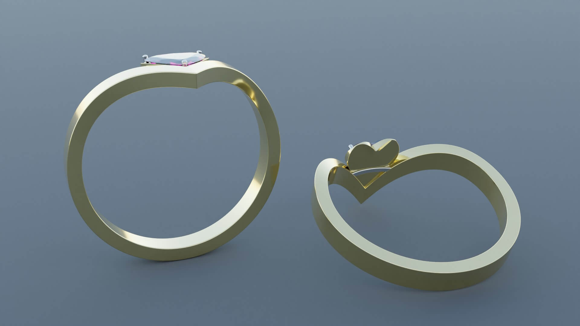 Heart Gold Ring - 3D Model by ilham45