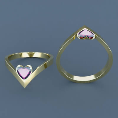 Heart Gold Ring - 3D Model by ilham45