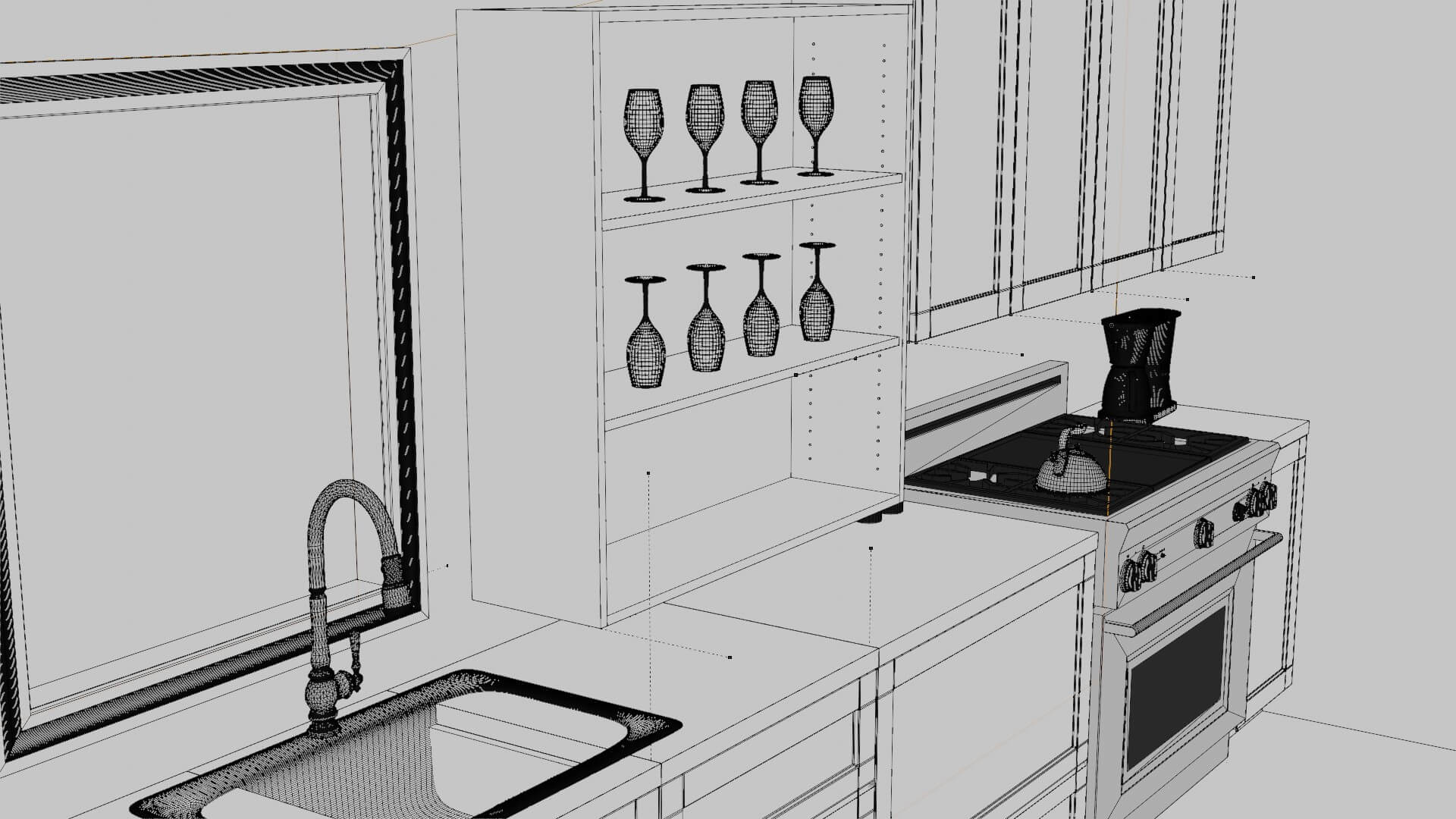 Minimalist Handlesless Kitchen Cabinet - 3D Model by ilham45