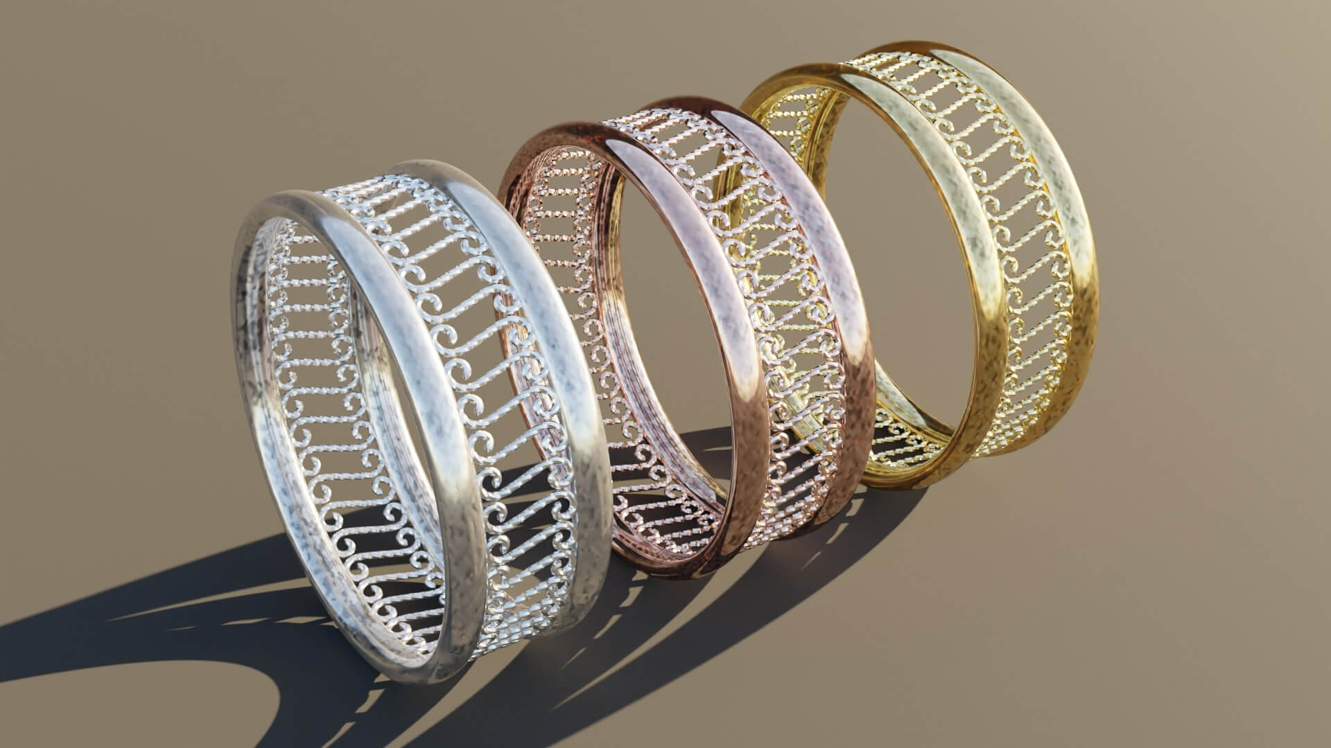 Three Gold Ring - 3D Model by ilham45