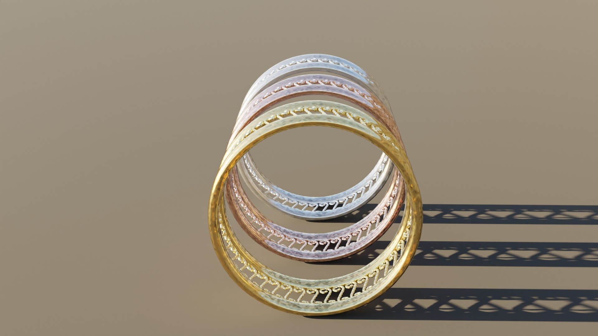 Three Gold Ring - 3D Model by ilham45