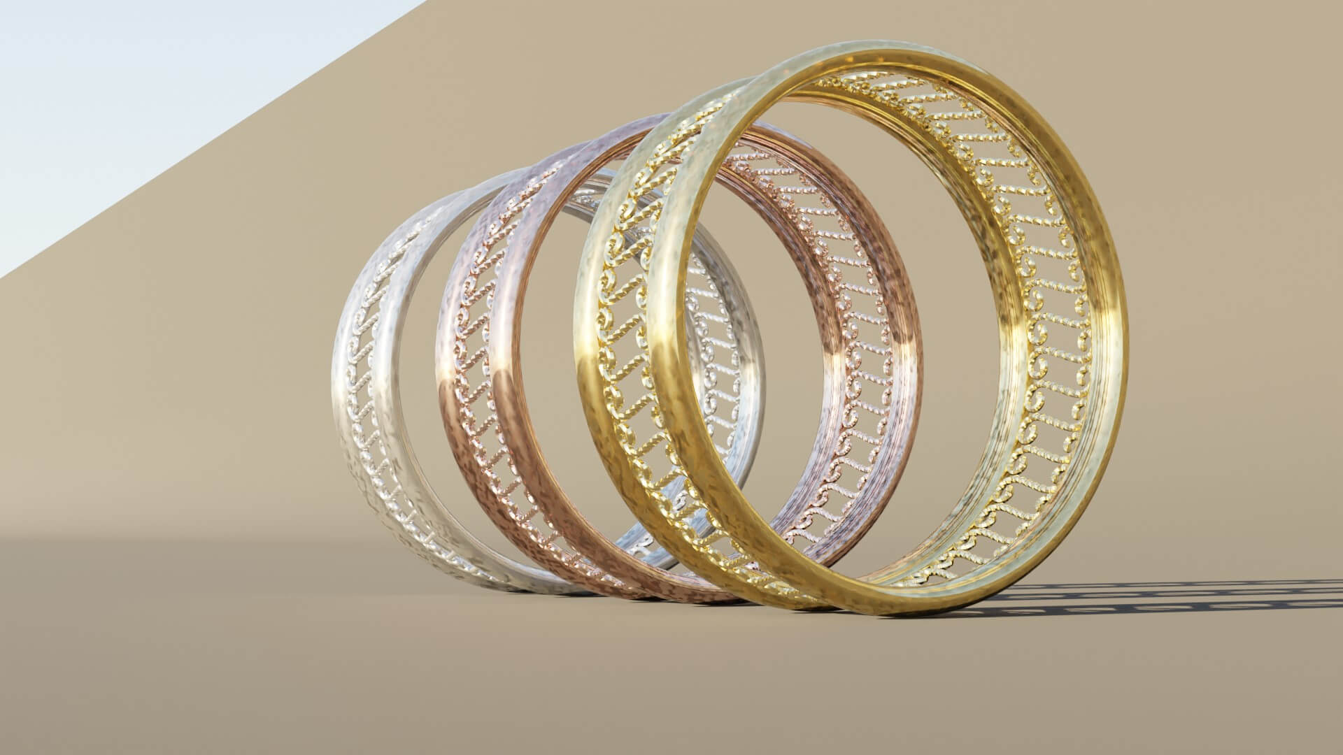 Three Gold Ring - 3D Model by ilham45