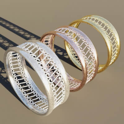 Three Gold Ring - 3D Model by ilham45