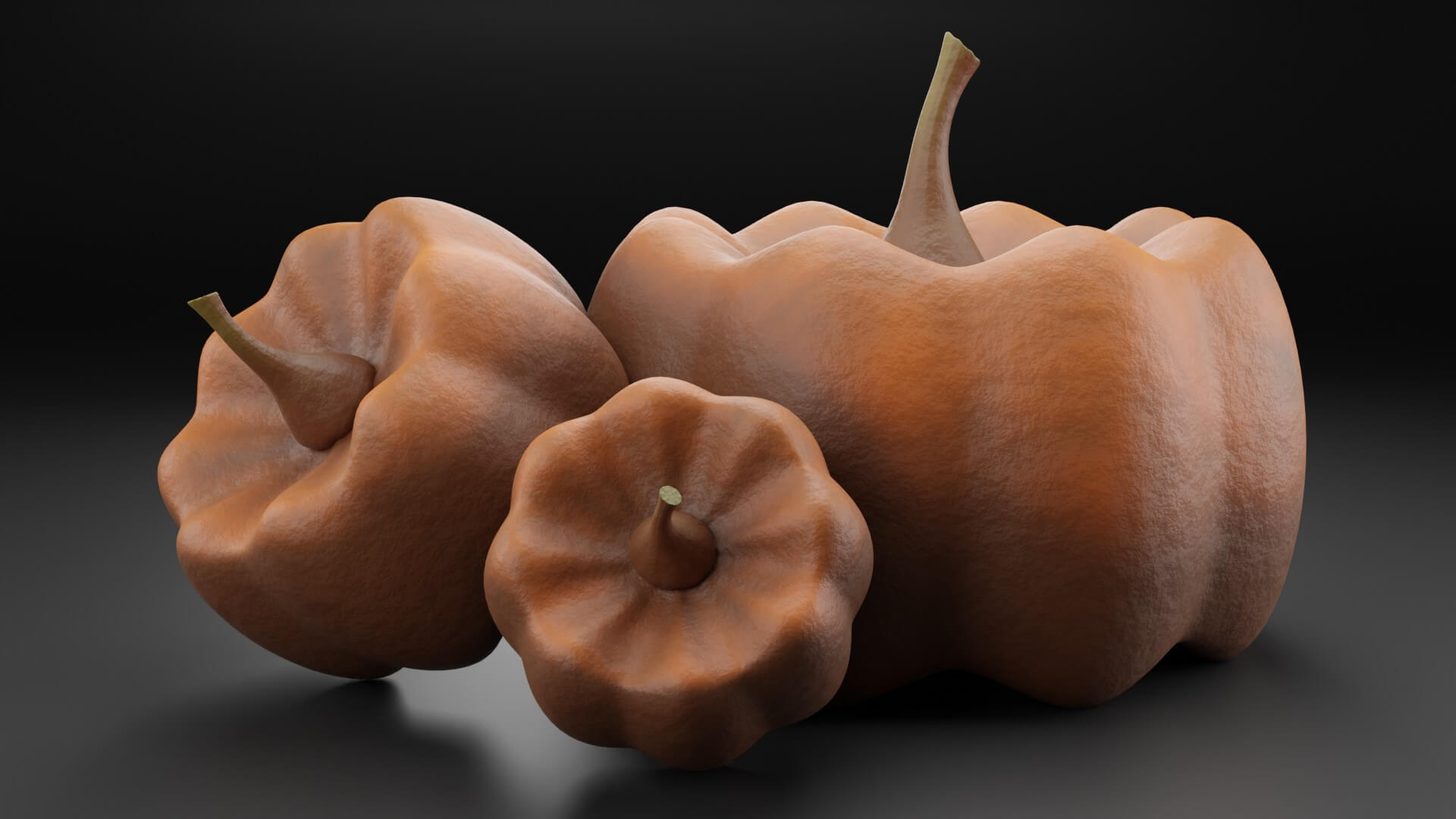 Three Pumpkins - Free 3D Model by ilham45