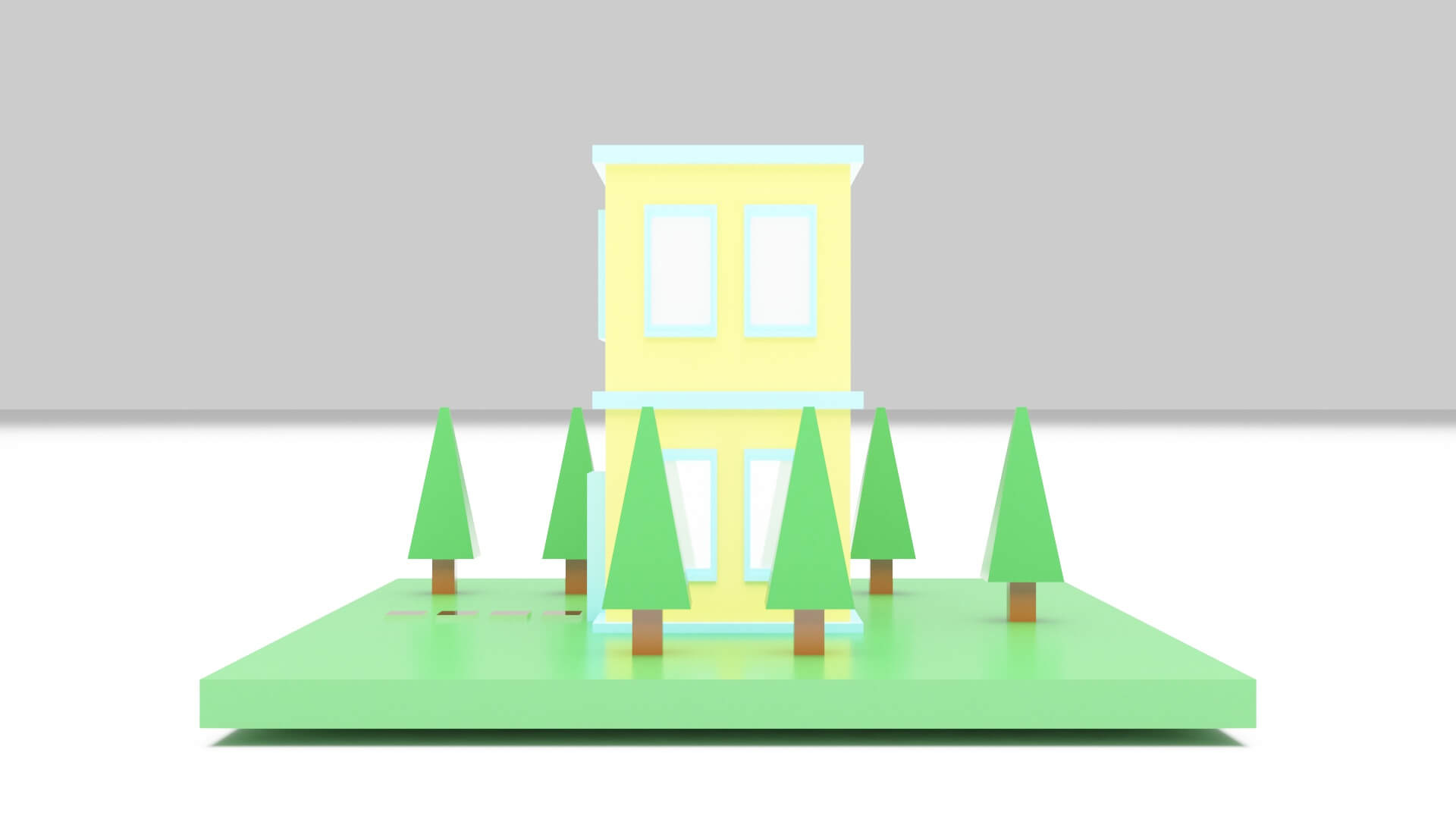 Two-Story House Building Cartoon Free 3D Model by ilham45