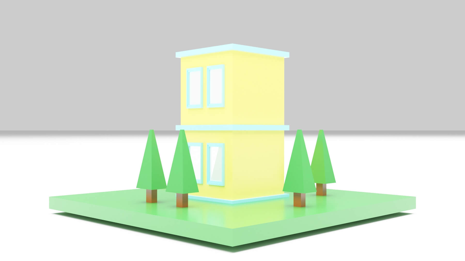 Two-Story House Building Cartoon Free 3D Model by ilham45