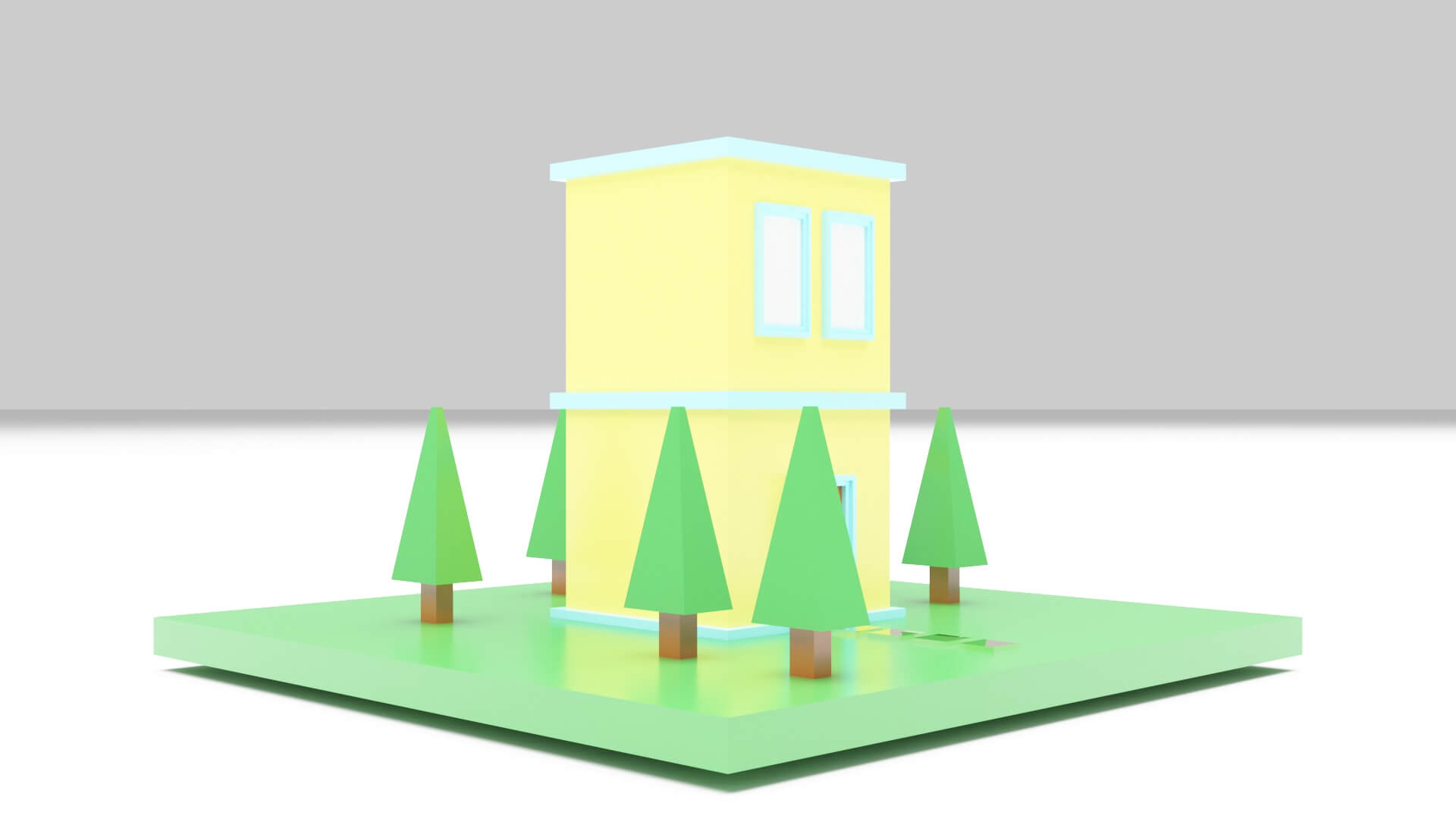 Two-Story House Building Cartoon Free 3D Model by ilham45