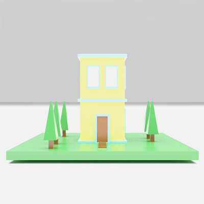 Two-Story House Building Cartoon Free 3D Model by ilham45