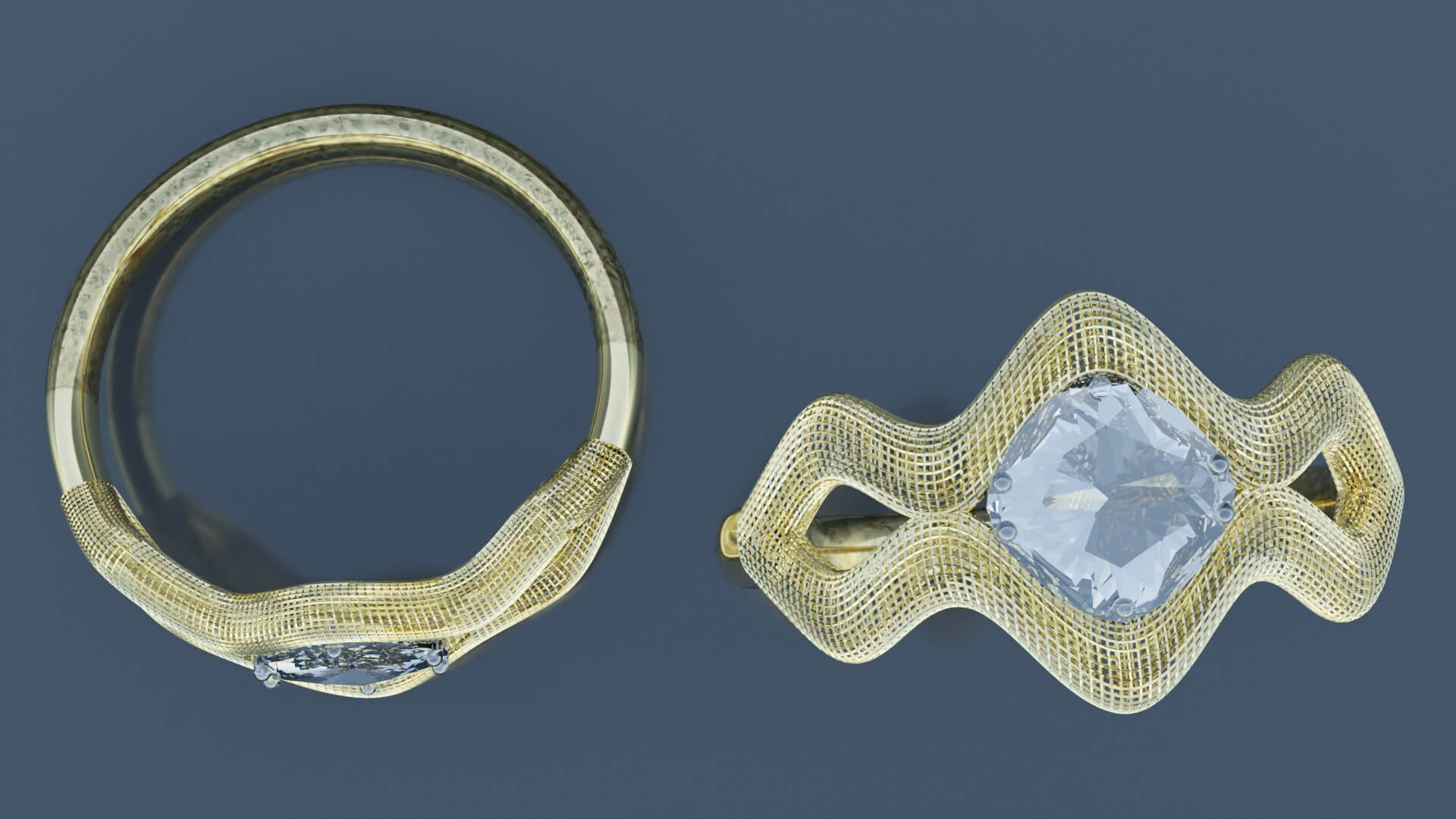 Wireframe Model Gold Ring by ilham45