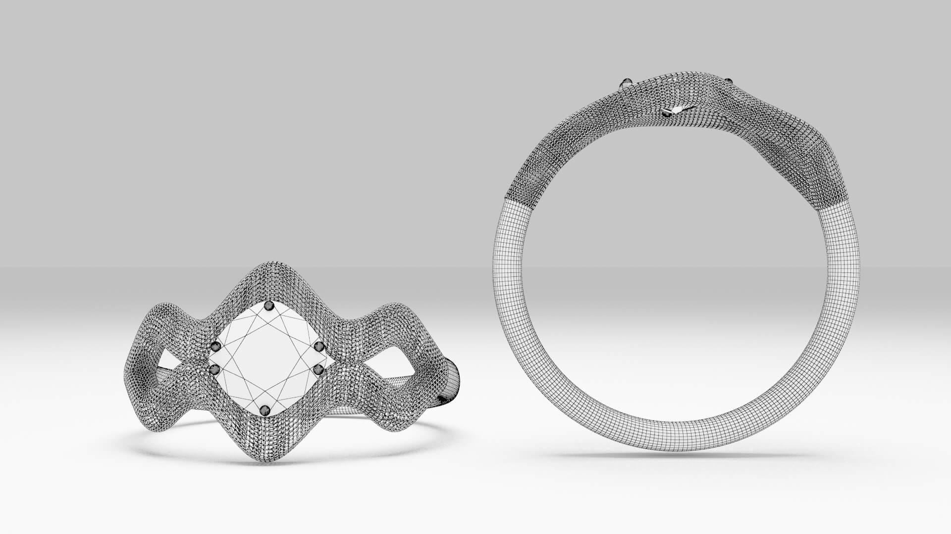 Wireframe Model Gold Ring by ilham45