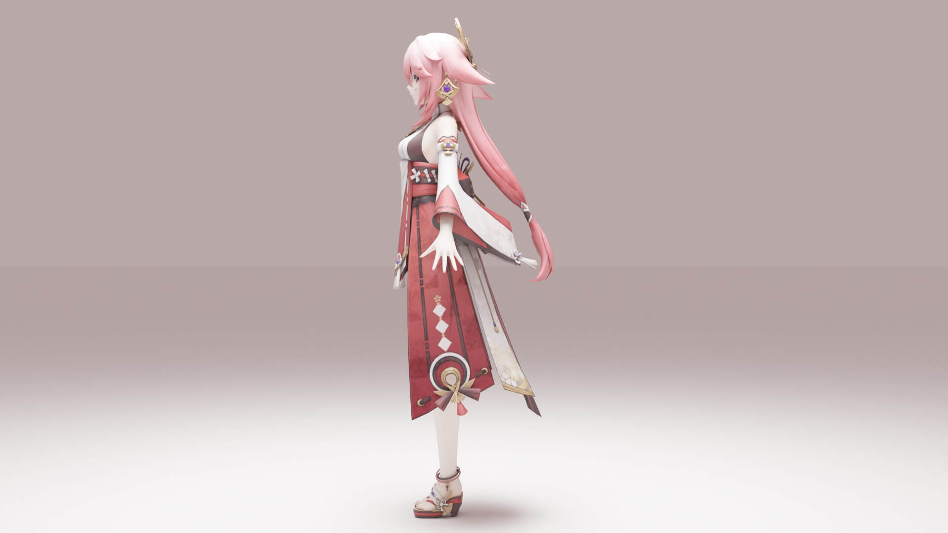 Yae Miko - Genshin Impact 3D Model by ilham45