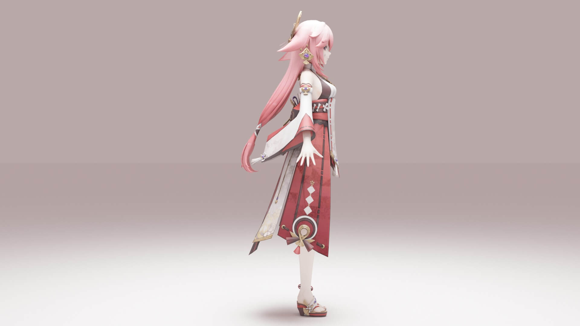 Yae Miko - Genshin Impact 3D Model by ilham45