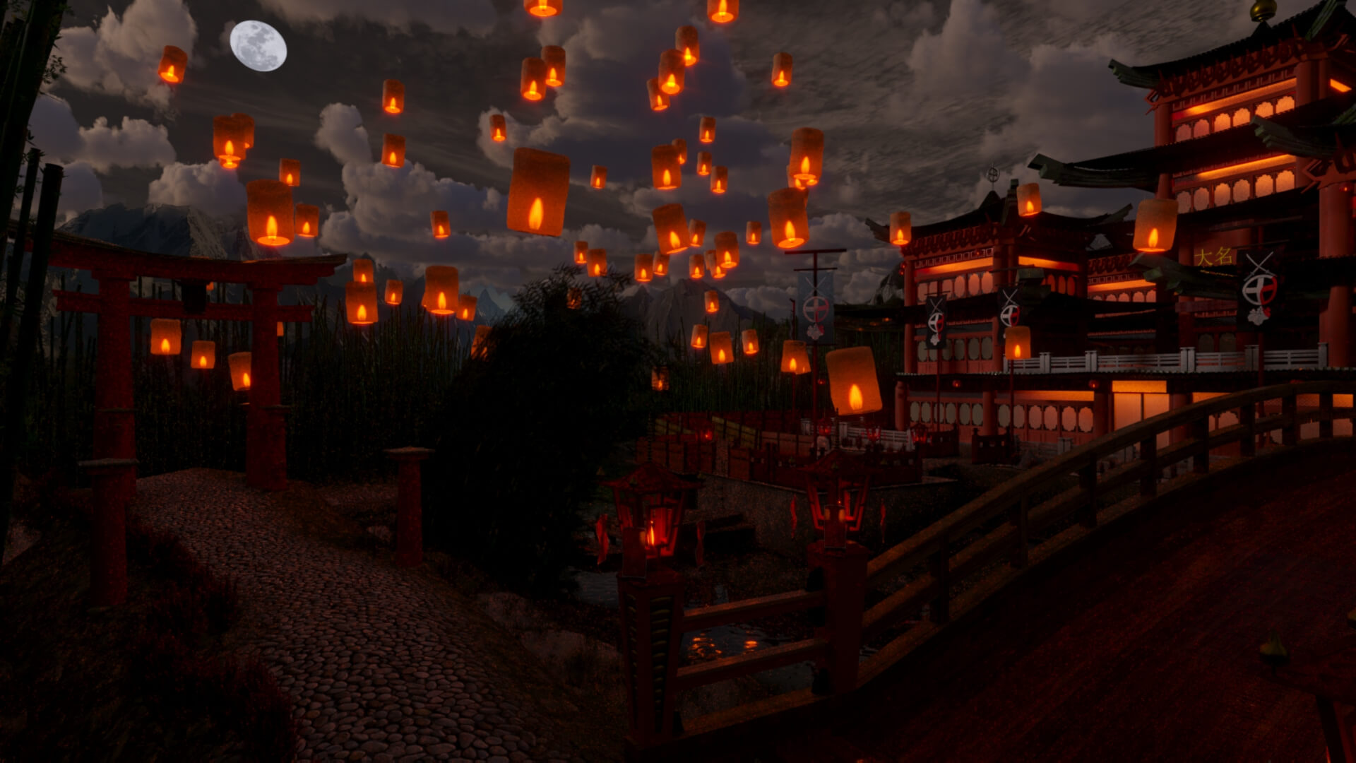 Japanese Shimatsu Manor Scene 3D Render by IlyaOsipov95