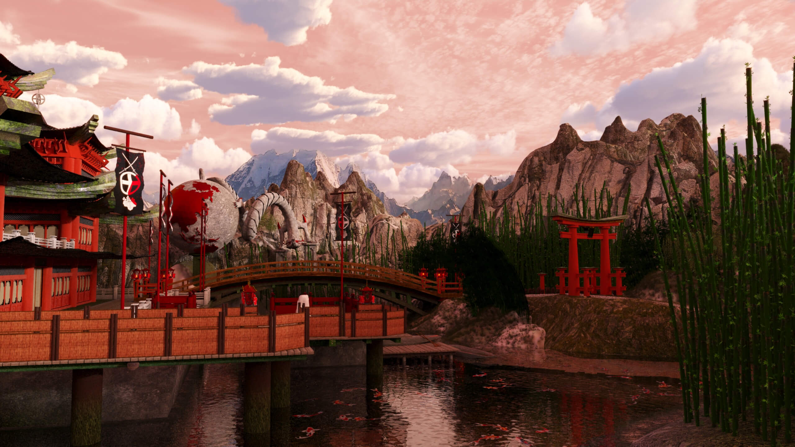 Japanese Shimatsu Manor Scene 3D Render by IlyaOsipov95