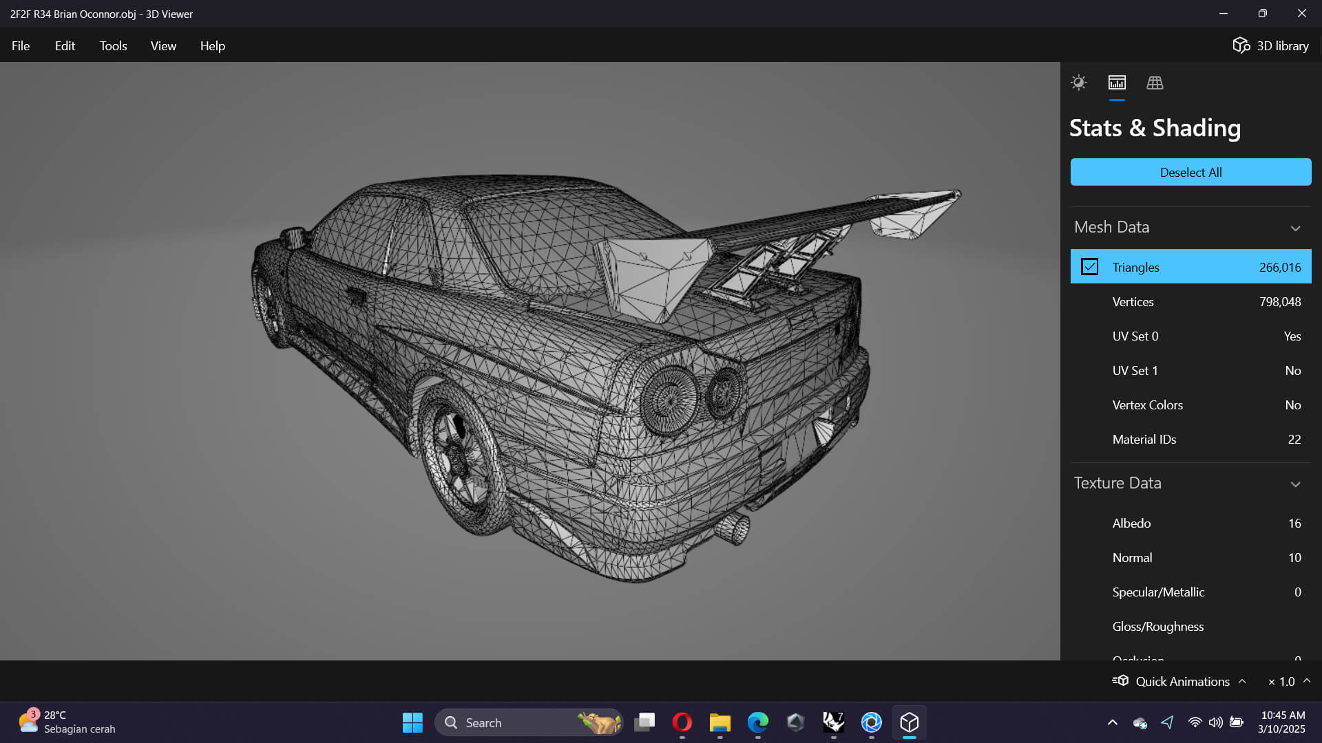 2 Fast 2 Furious R34 Nissan Skyline GT-R 3D Model by impulse99