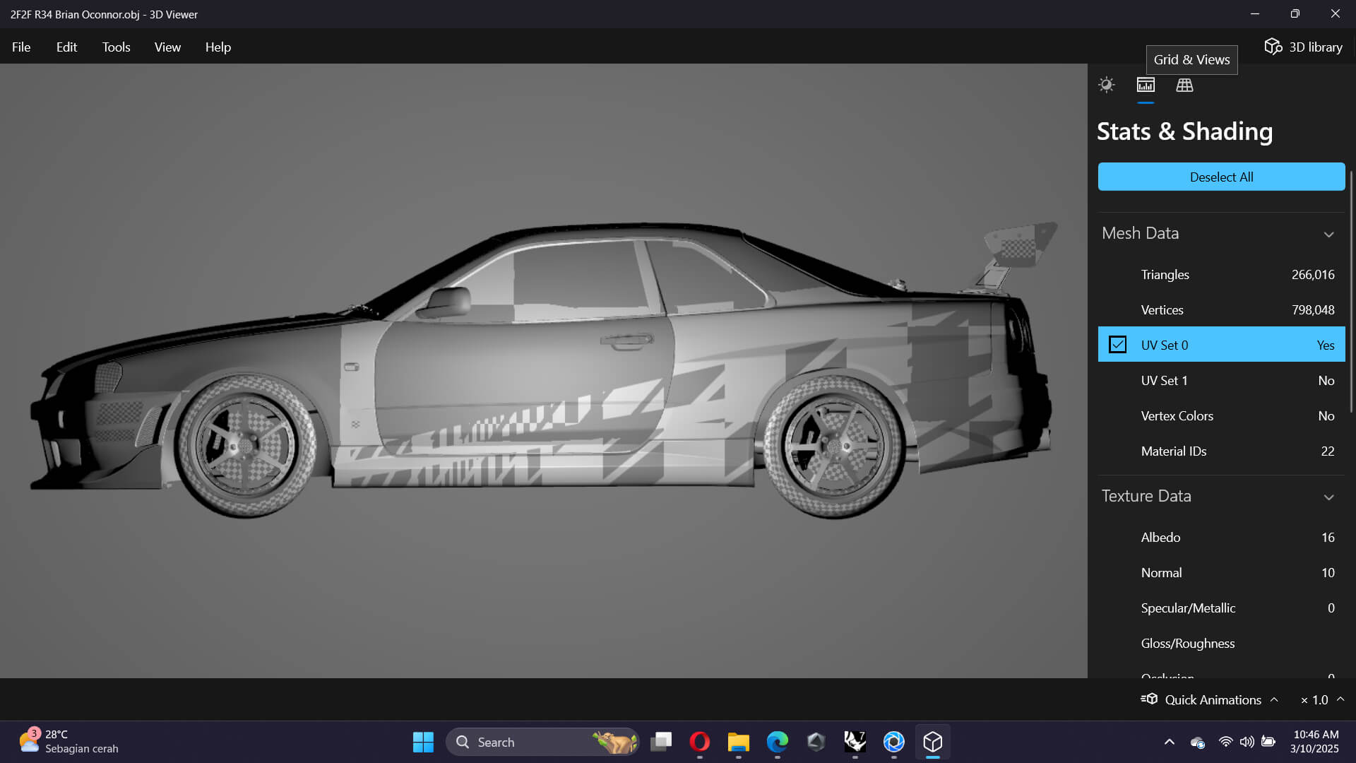 2 Fast 2 Furious R34 Nissan Skyline GT-R 3D Model by impulse99