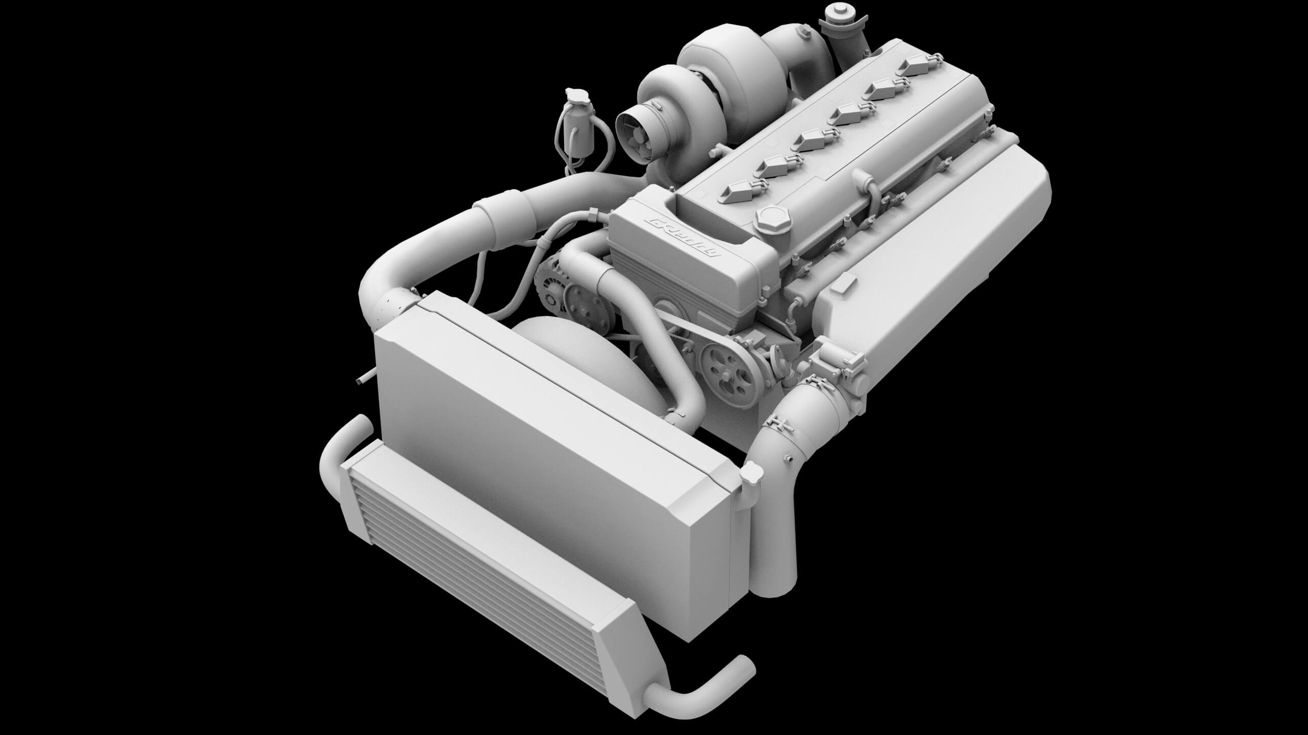 1JZ GTE Turbo Straight 6 Engine - 3D Model by impulse99