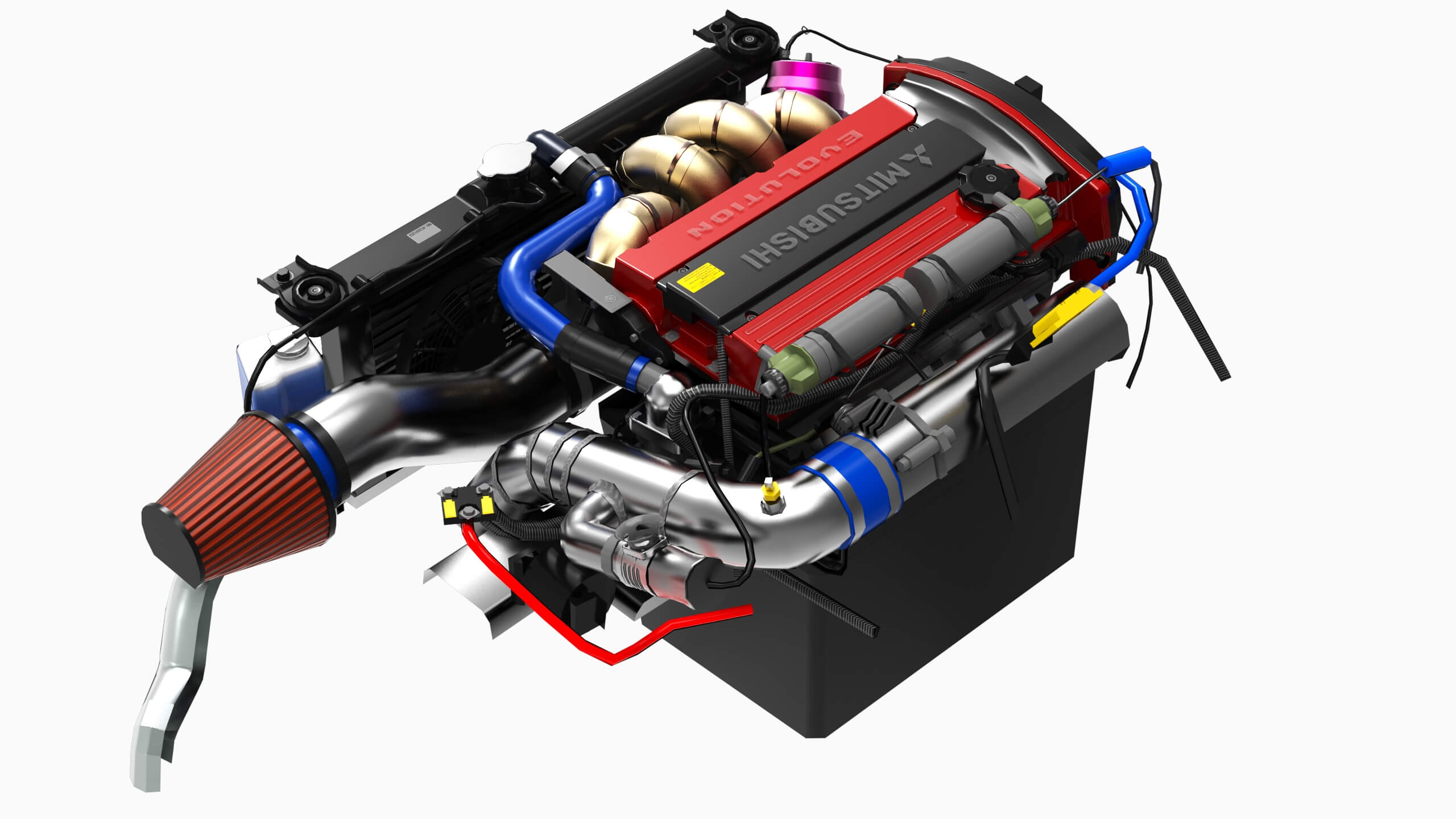 4G63T Evolution Inline 4 Engine - 3D Model by impulse99