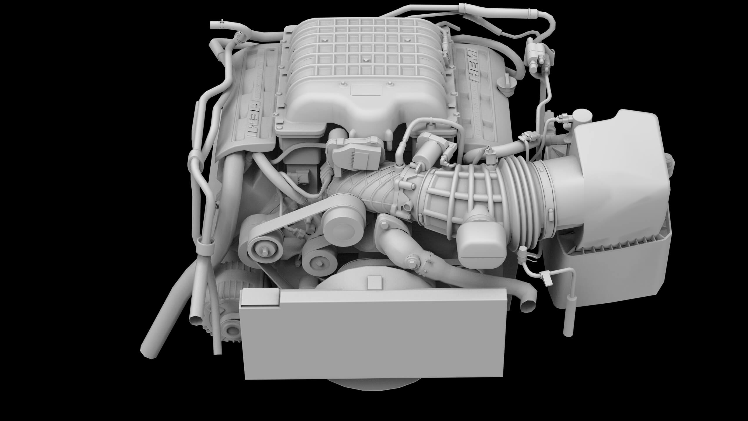 Dodge Hellcat Supercharged Hemi V8 Engine - 3D Model by impulse99