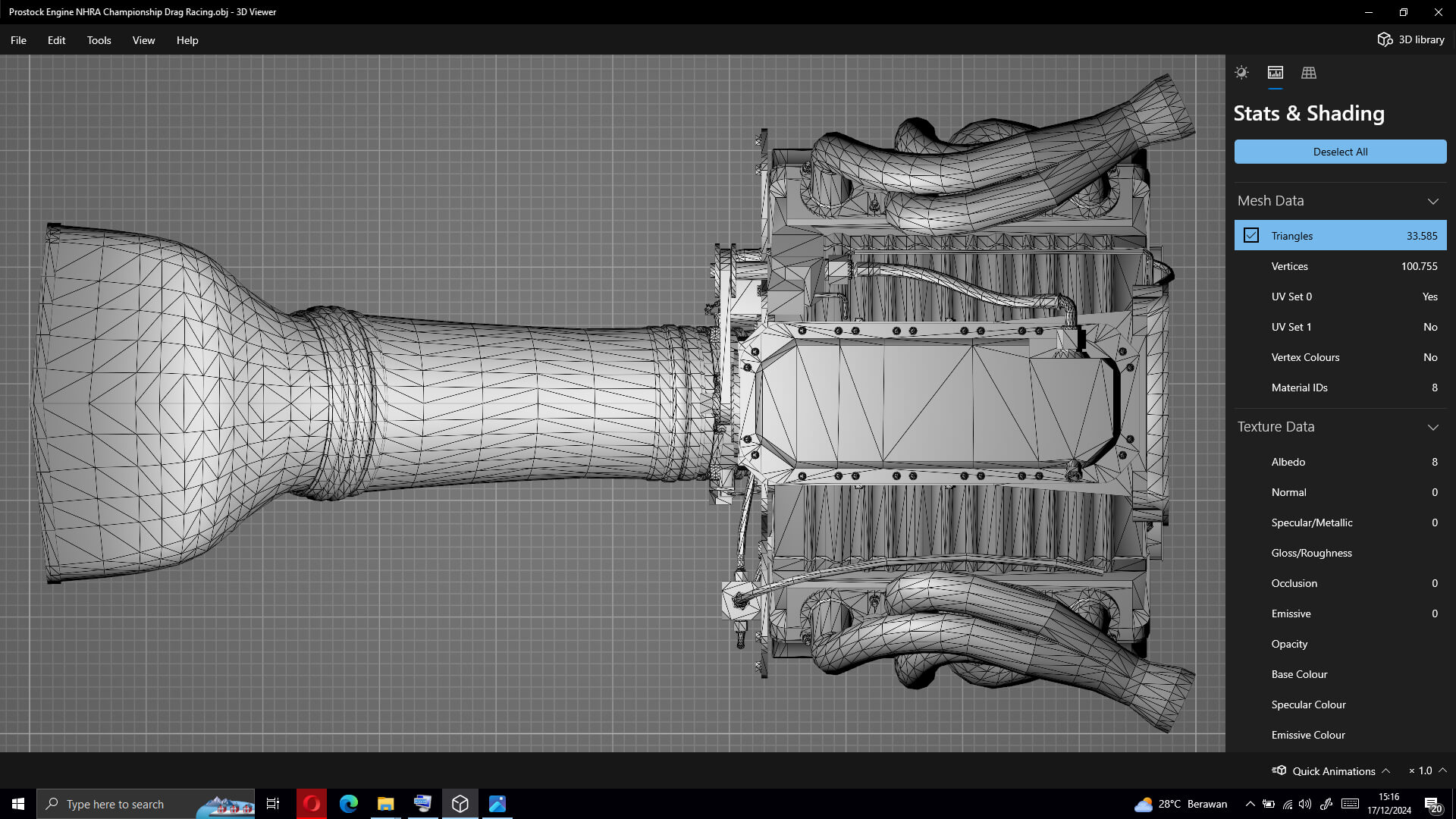 Prostock NHRA Drag Race V8 Engine - 3D Model by impulse99
