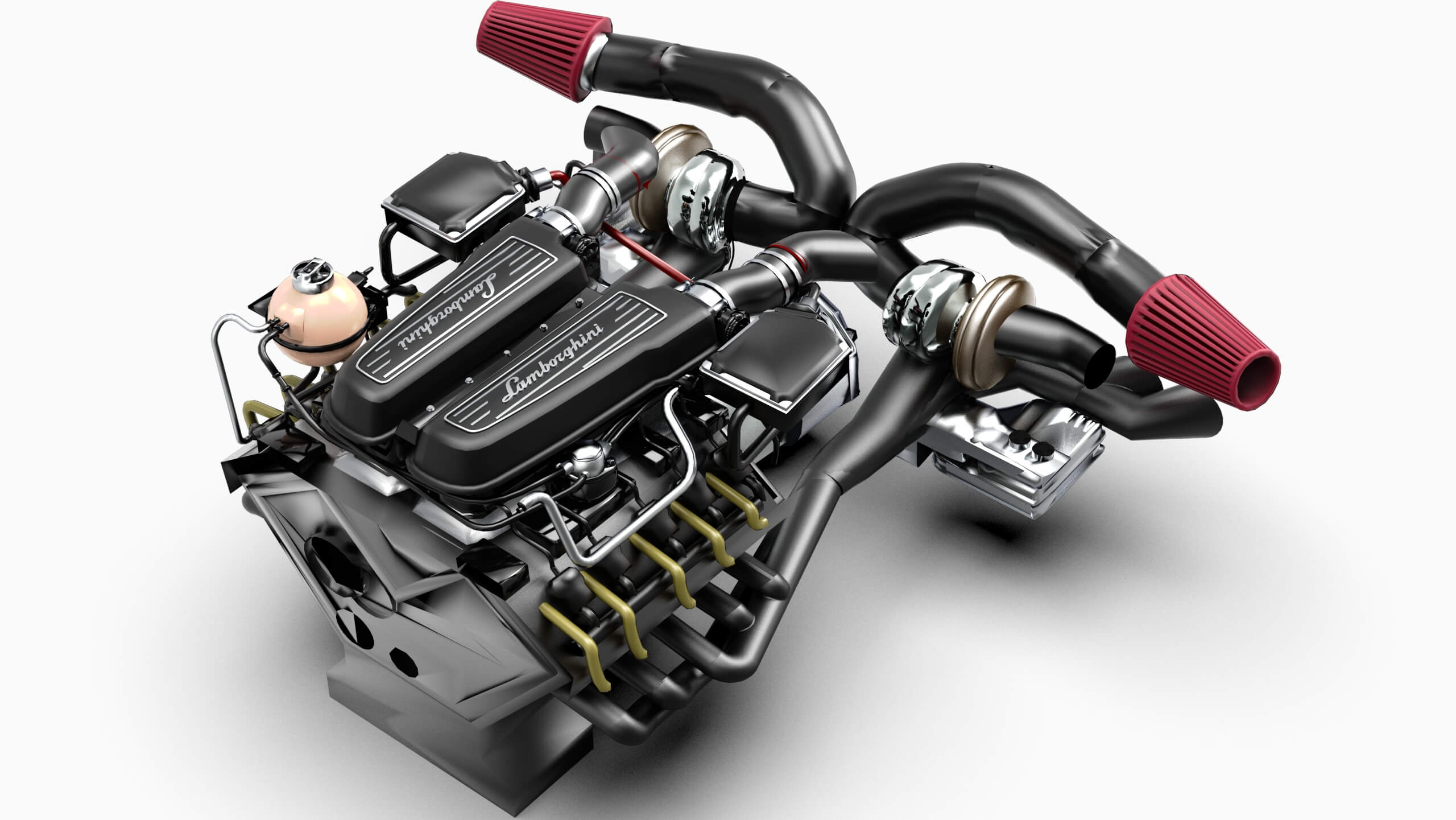 Twin-Turbo V10 Lamborghini Engine 3D Model by impulse99