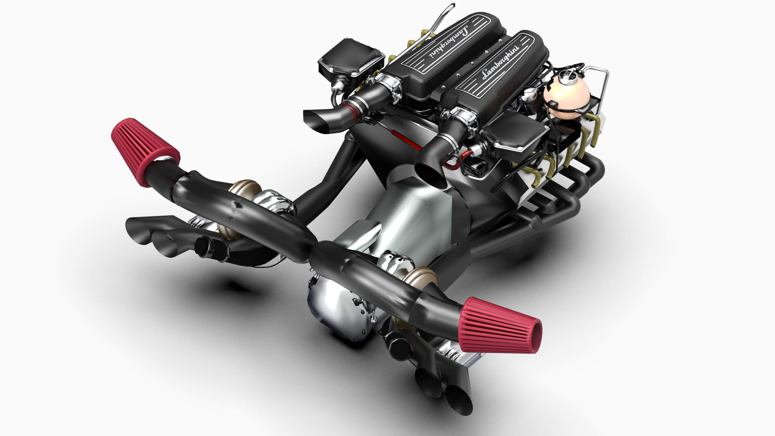 Twin-Turbo V10 Lamborghini Engine 3D Model by impulse99