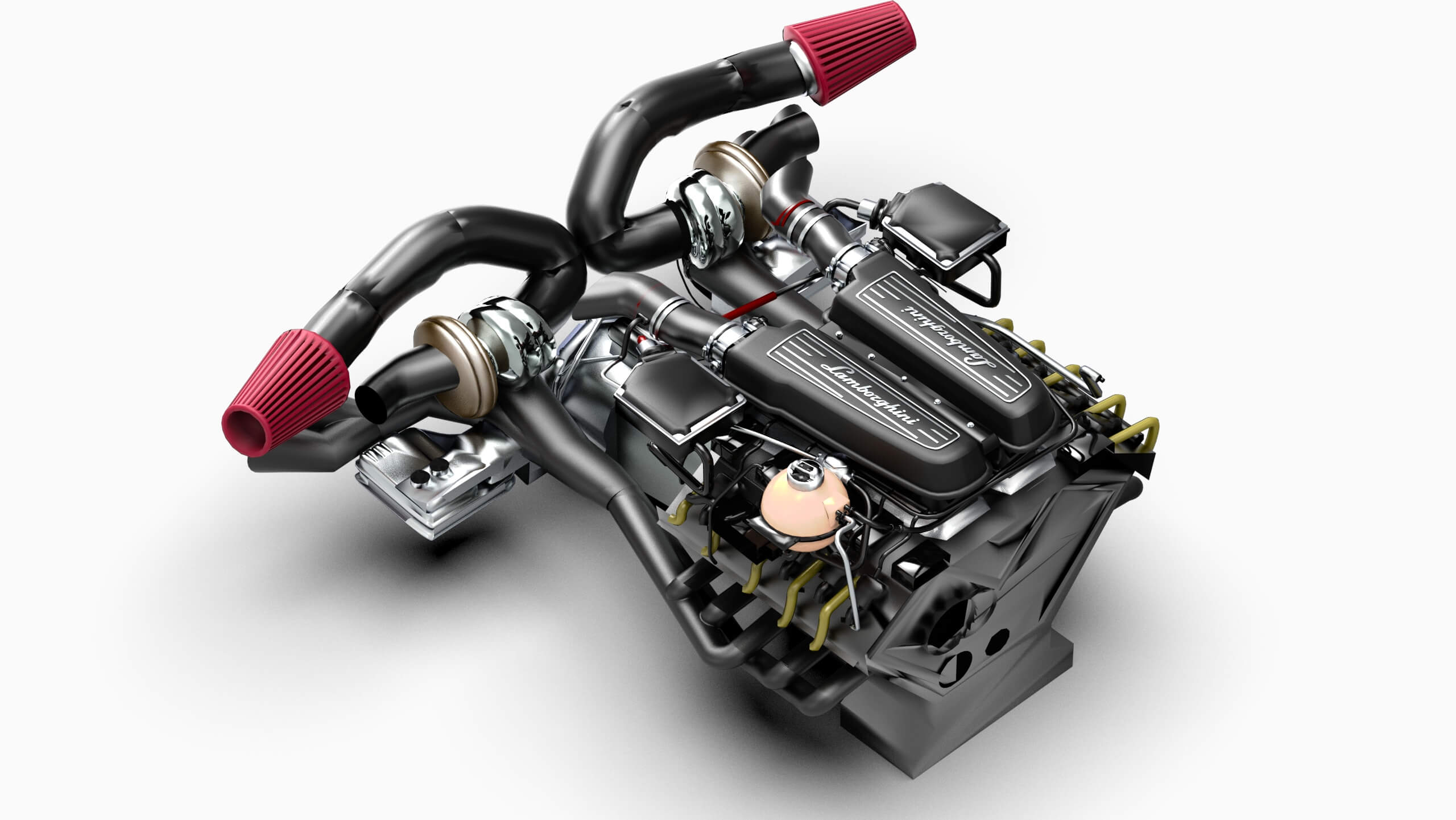 Twin-Turbo V10 Lamborghini Engine 3D Model by impulse99