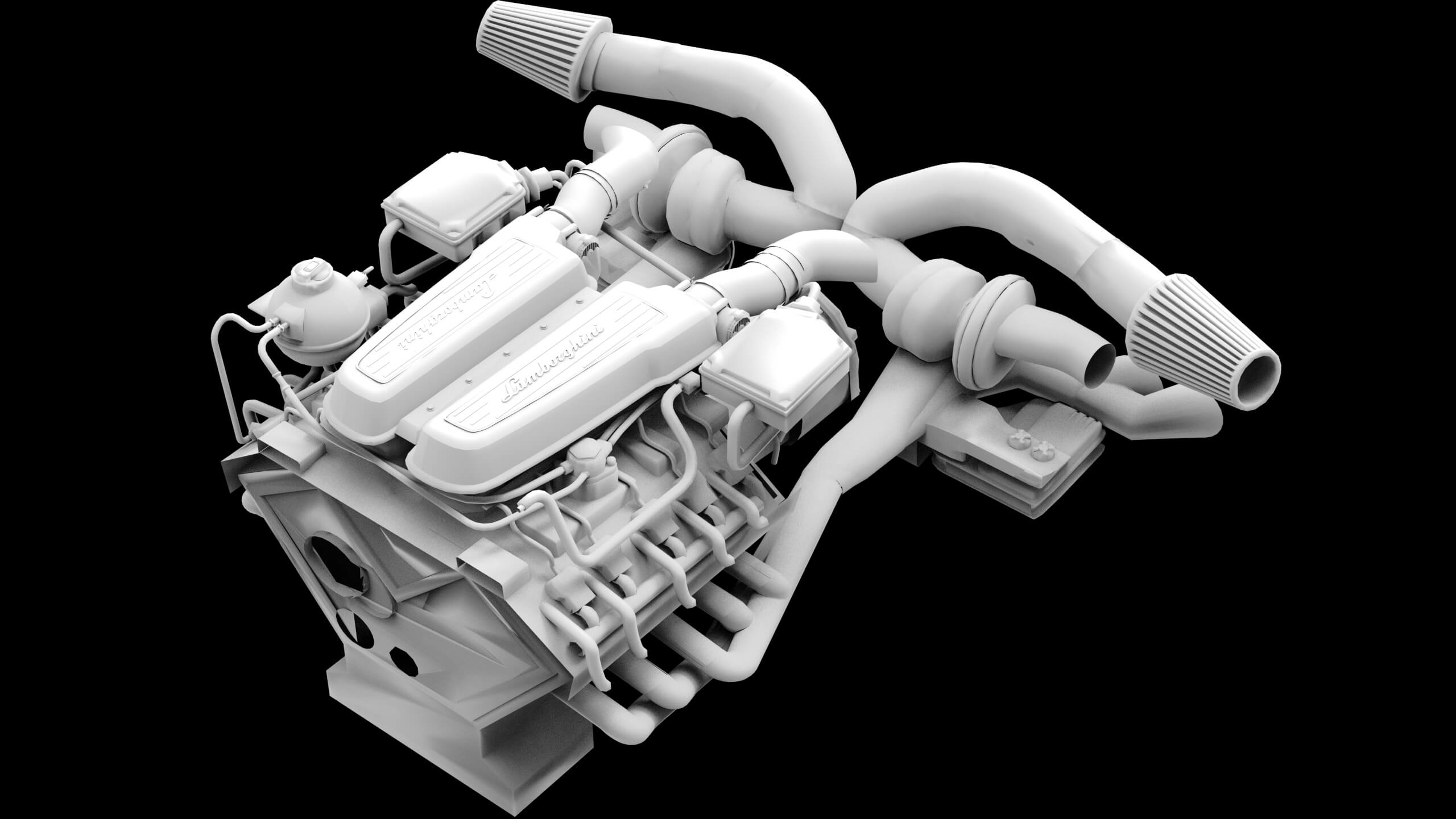Twin-Turbo V10 Lamborghini Engine 3D Model by impulse99