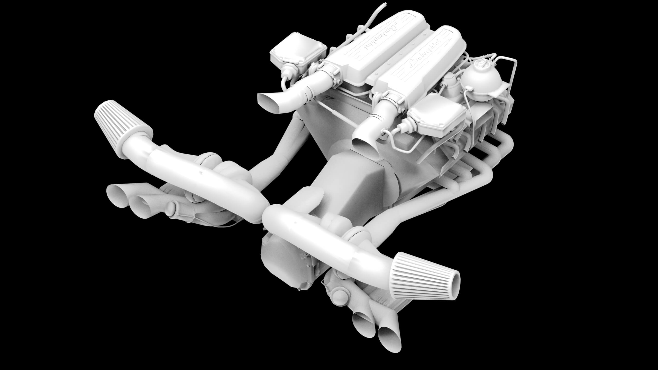 Twin-Turbo V10 Lamborghini Engine 3D Model by impulse99