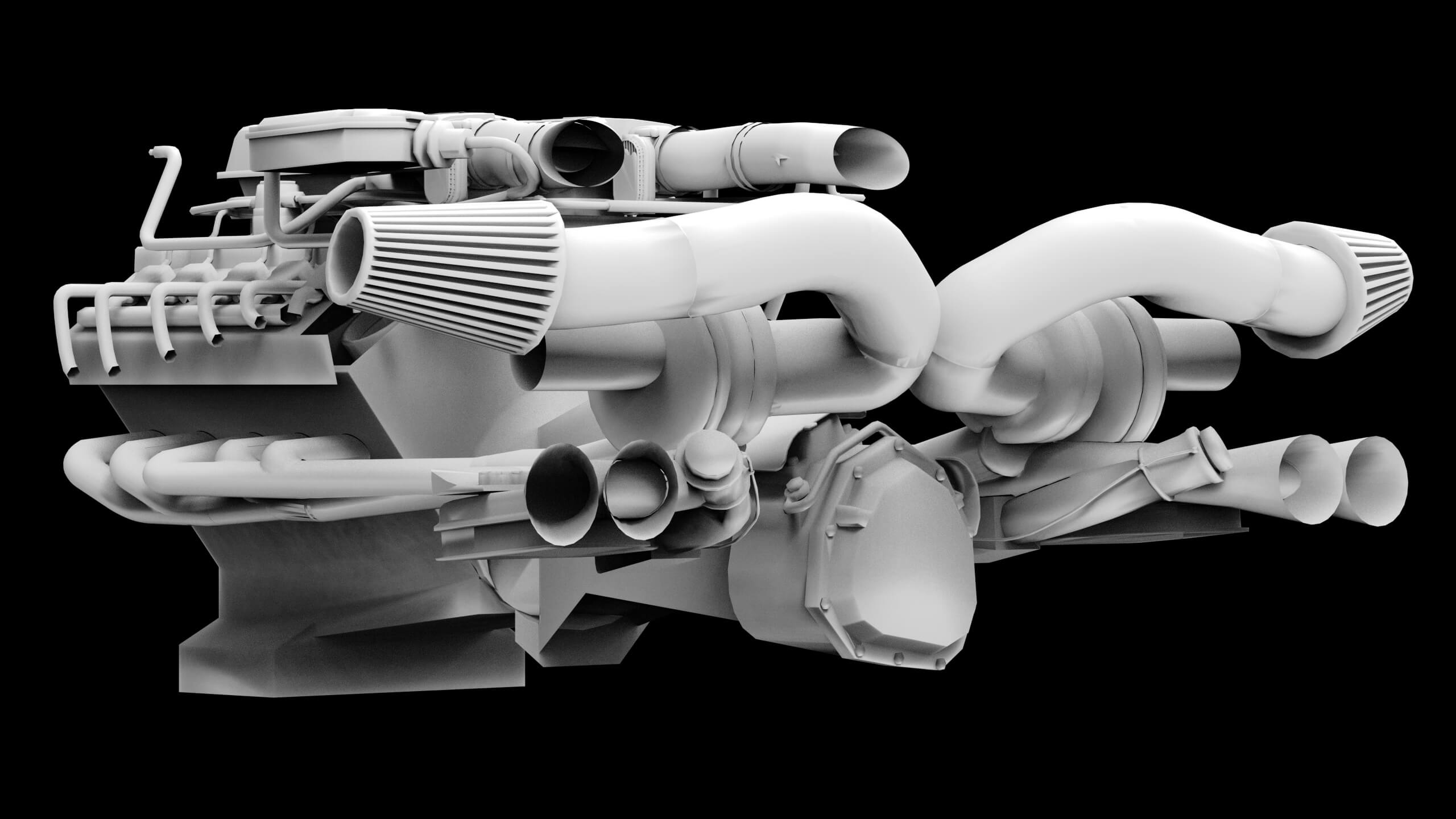 Twin-Turbo V10 Lamborghini Engine 3D Model by impulse99