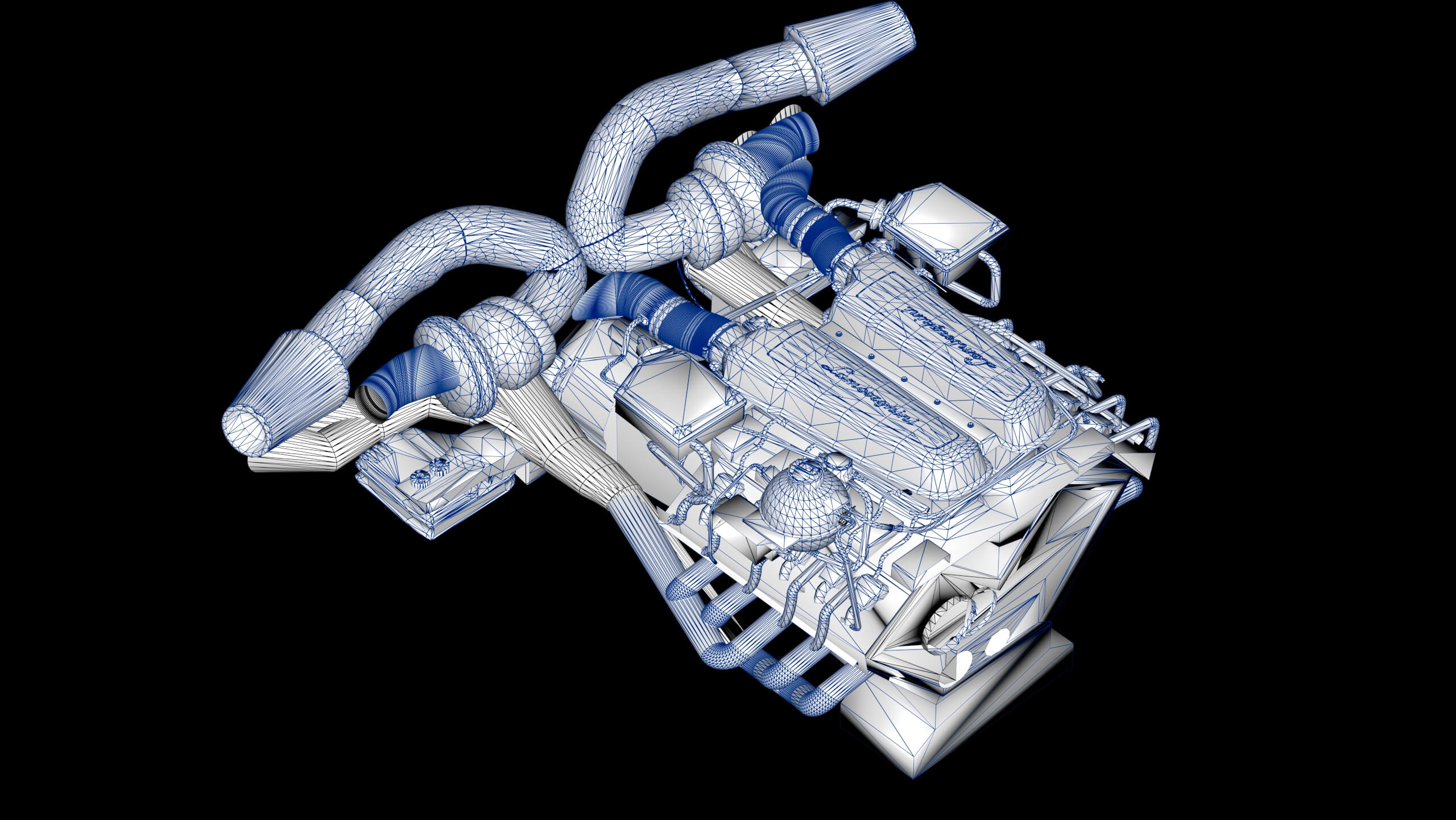 Twin-Turbo V10 Lamborghini Engine 3D Model by impulse99