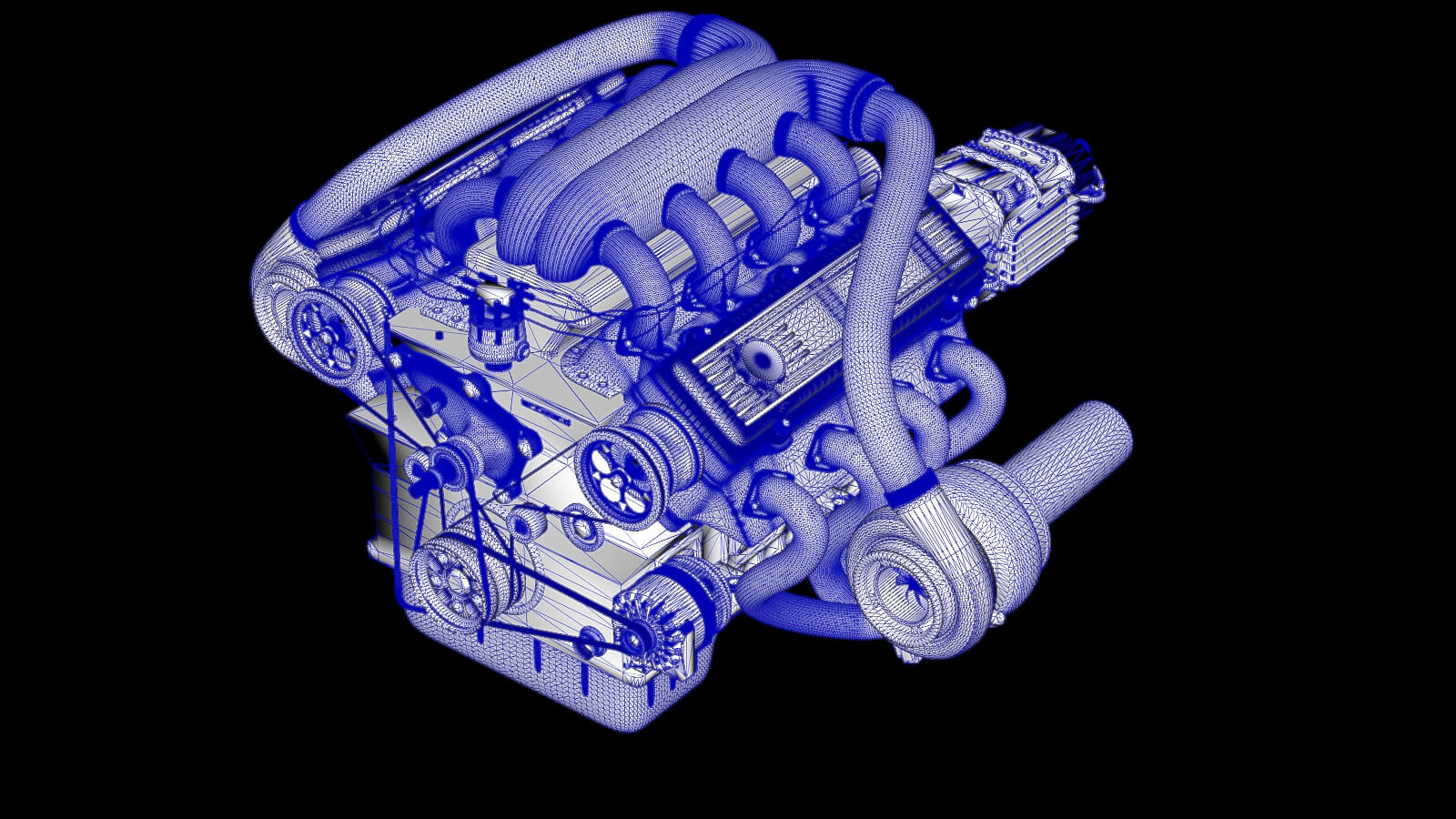 Twin Turbo V8 Engine - 3D Model by impulse99