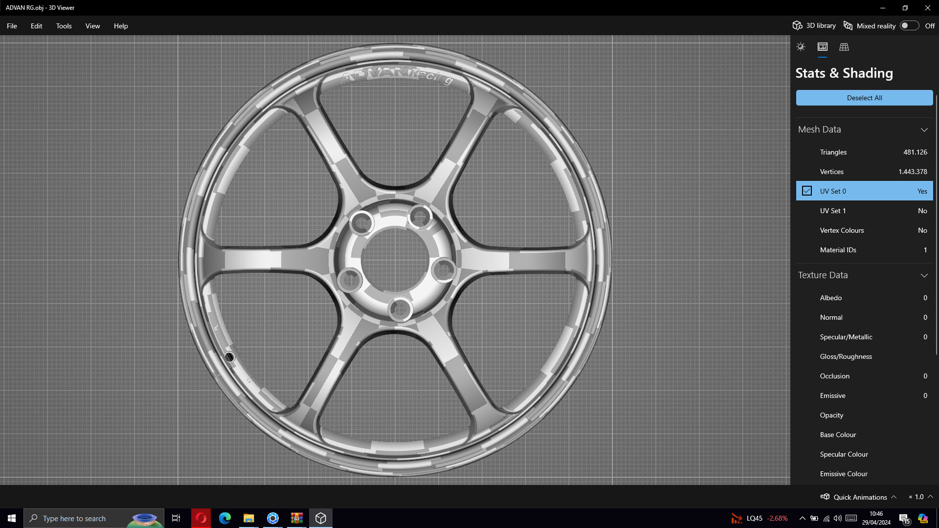 Yokohama Advan Rg-D Forged 3D Model by impulse99