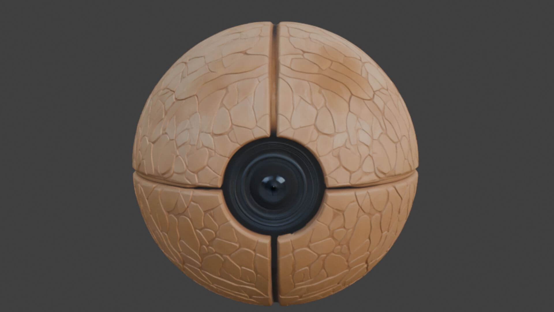 Closed Walnut Shell Lens Prop Realistic Decorative Tech 3D Model