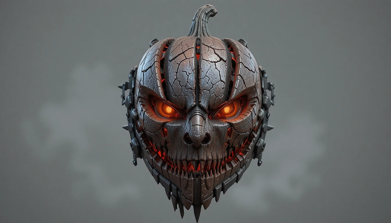 Pumpkin Warrior Mask 3D Print - Halloween Battle Mask - Pumpkin