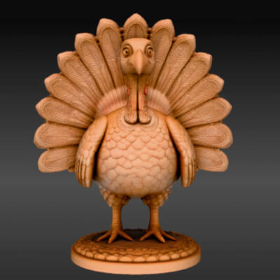 Turkey Figurine 3d Model - Thanksgiving & Autumn Ornamen by Imsanjay
