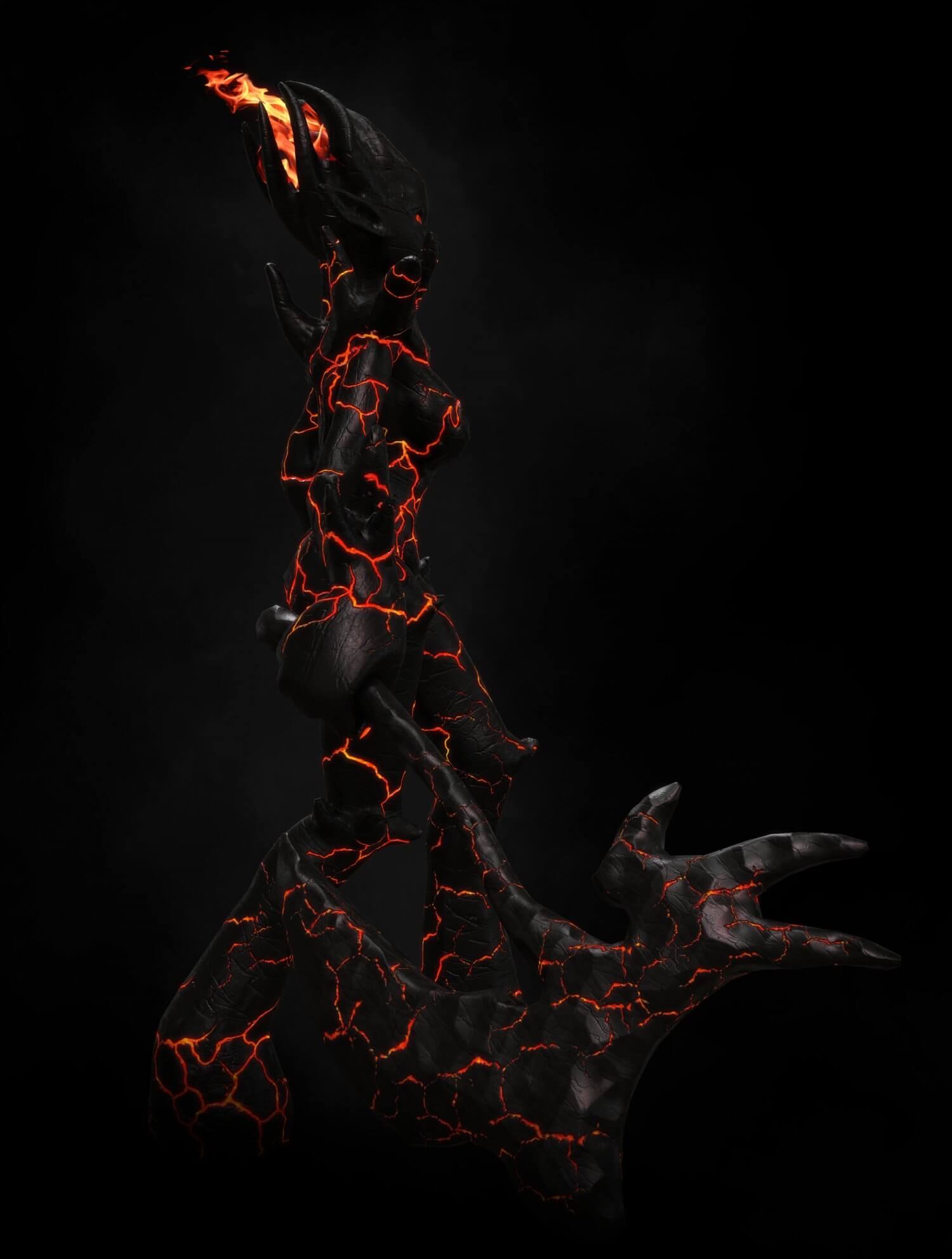 Female Fire Elemental - 3D Model by Inalaatzu