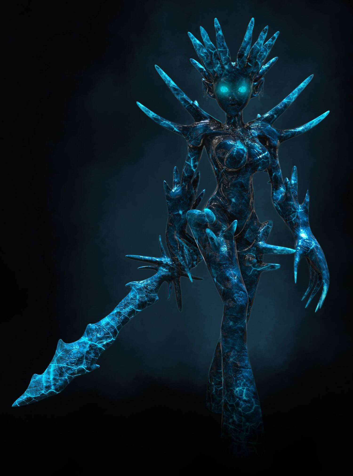 Female Ice Elemental - 3D Model by Inalaatzu