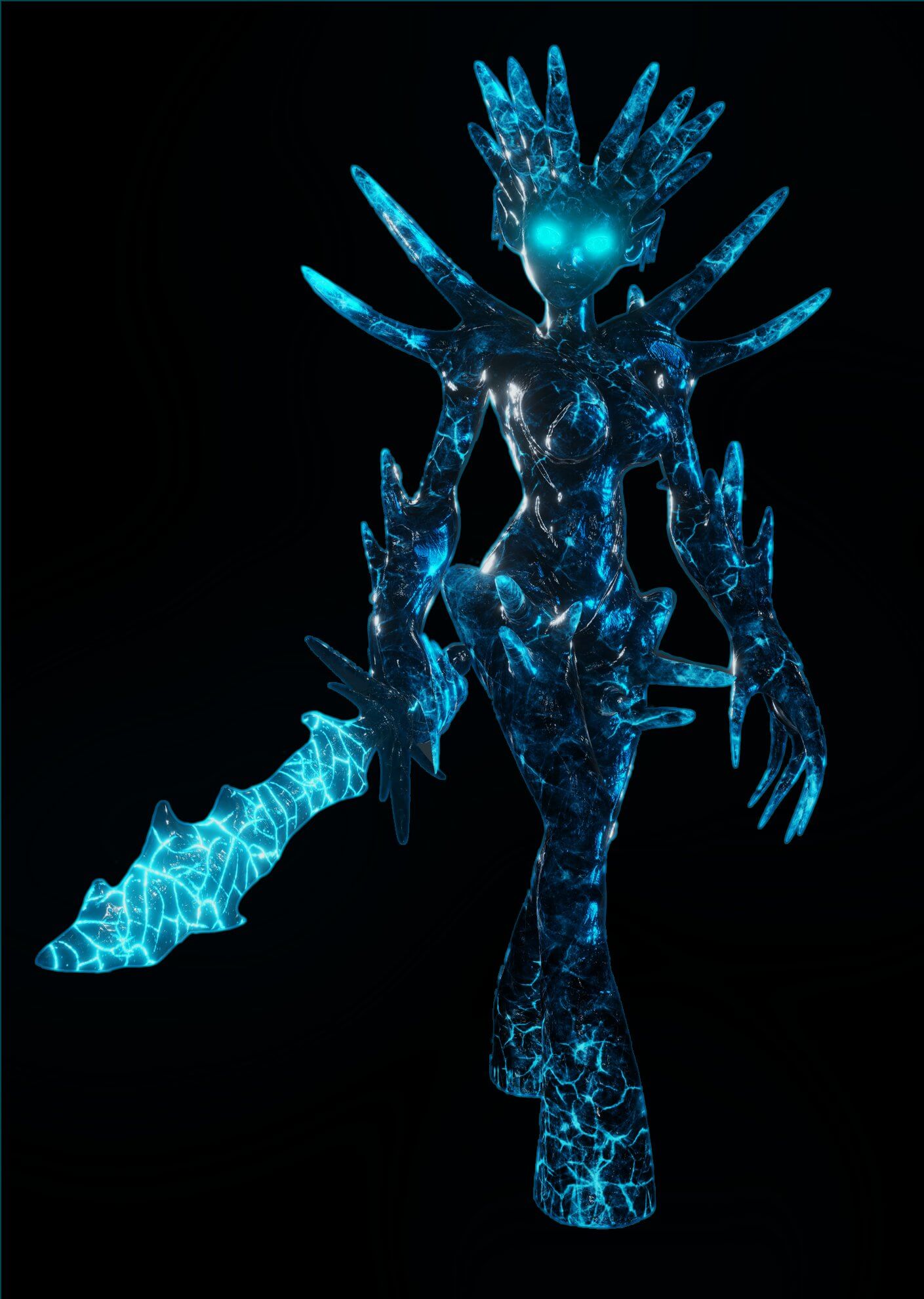 Female Ice Elemental - 3D Model by Inalaatzu