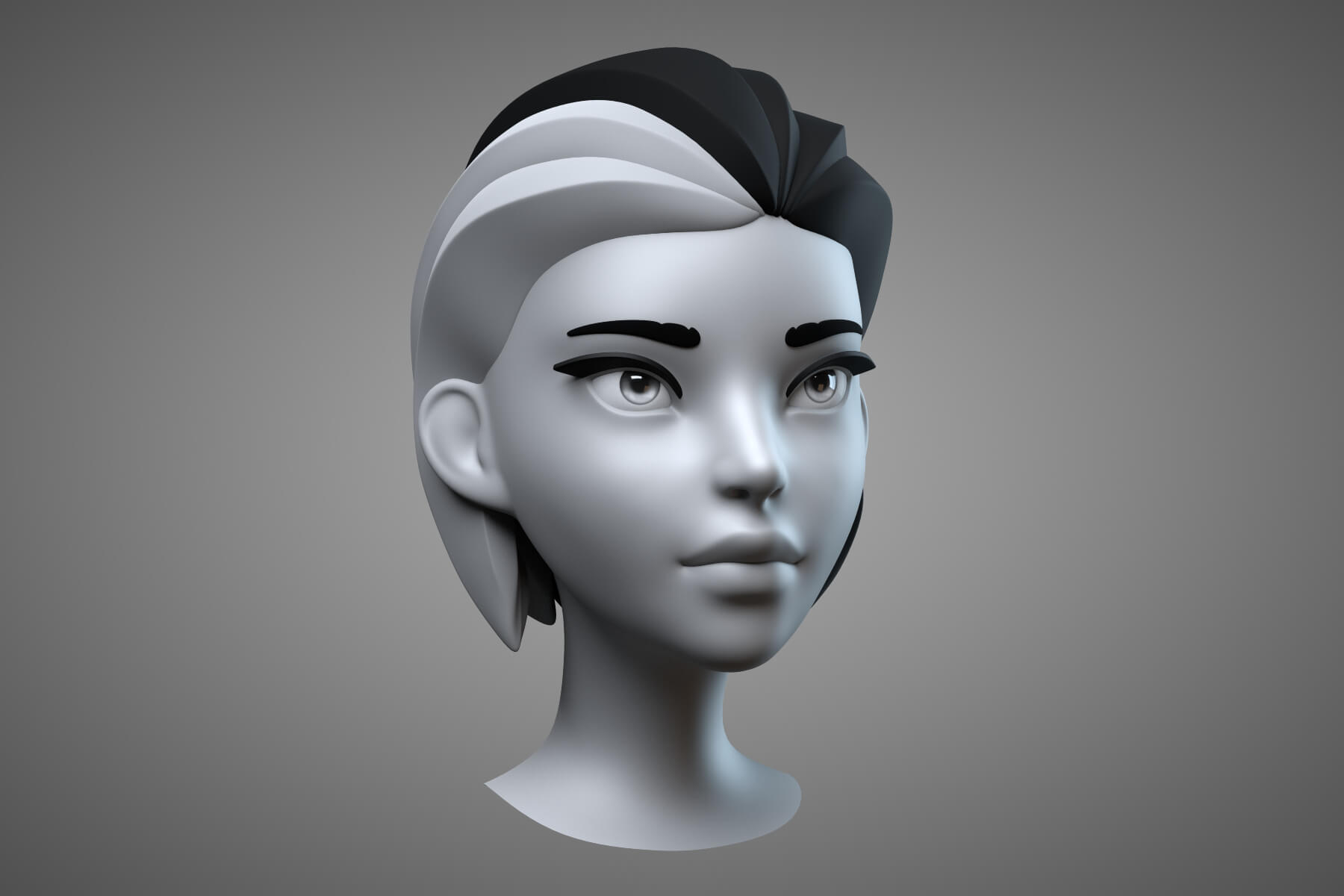 Cartoon Female Head - 3D Model by IndieArt