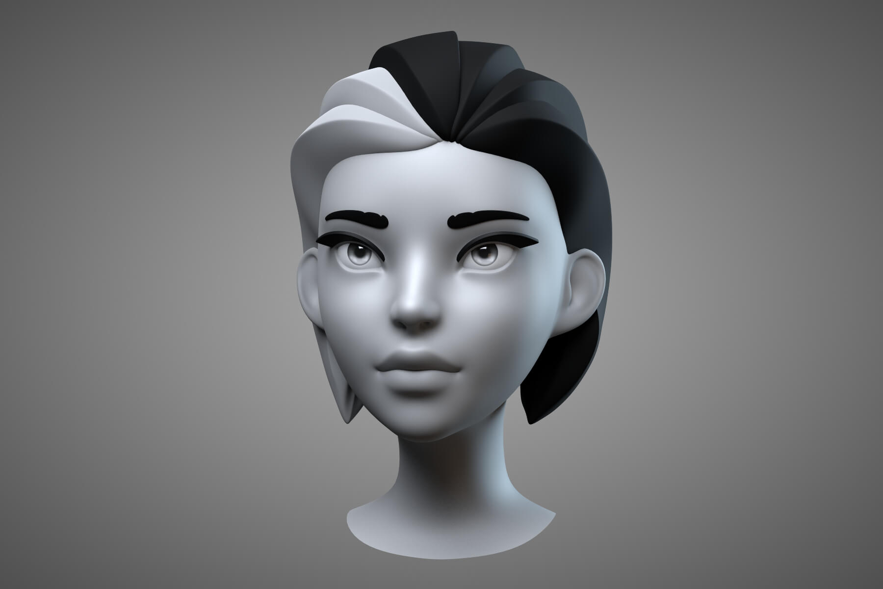 Cartoon Female Head - 3D Model by IndieArt