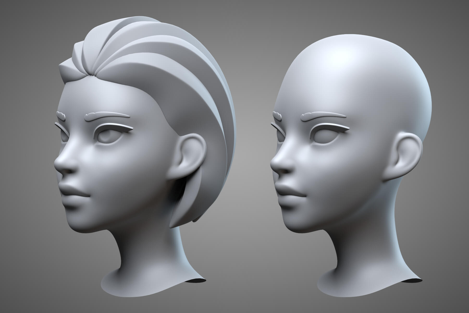 Cartoon Female Head - 3D Model by IndieArt