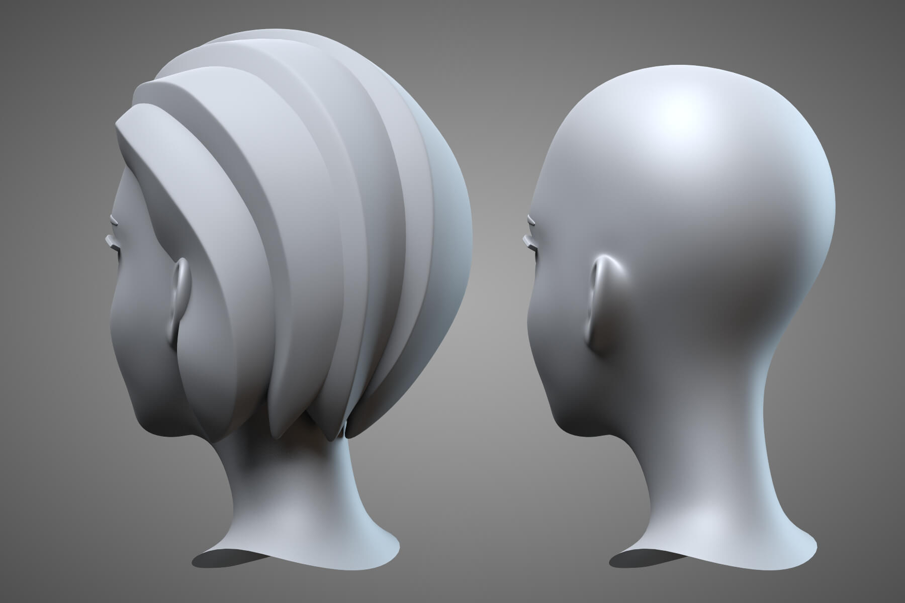 Cartoon Female Head - 3D Model by IndieArt