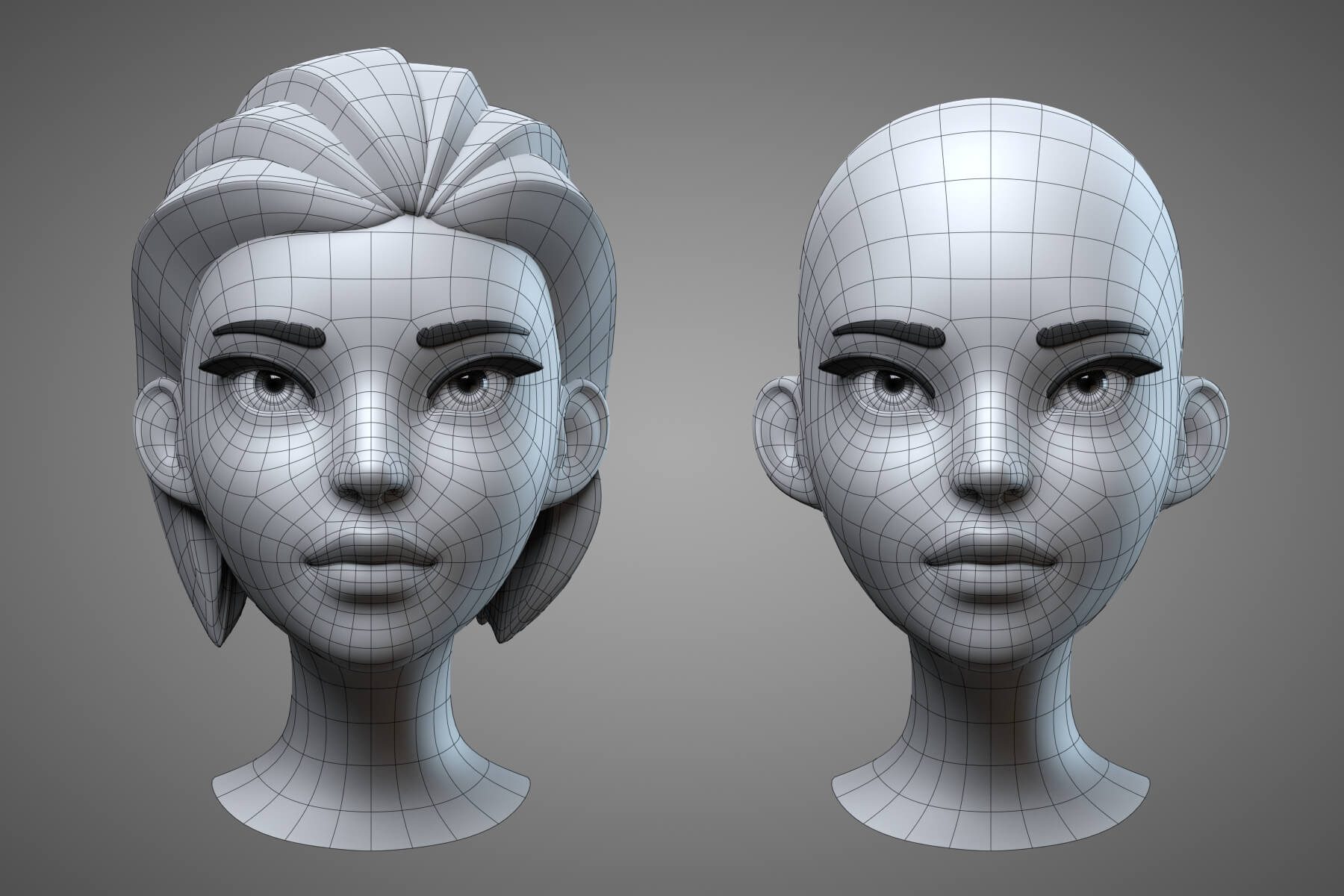 Cartoon Female Head - 3D Model by IndieArt