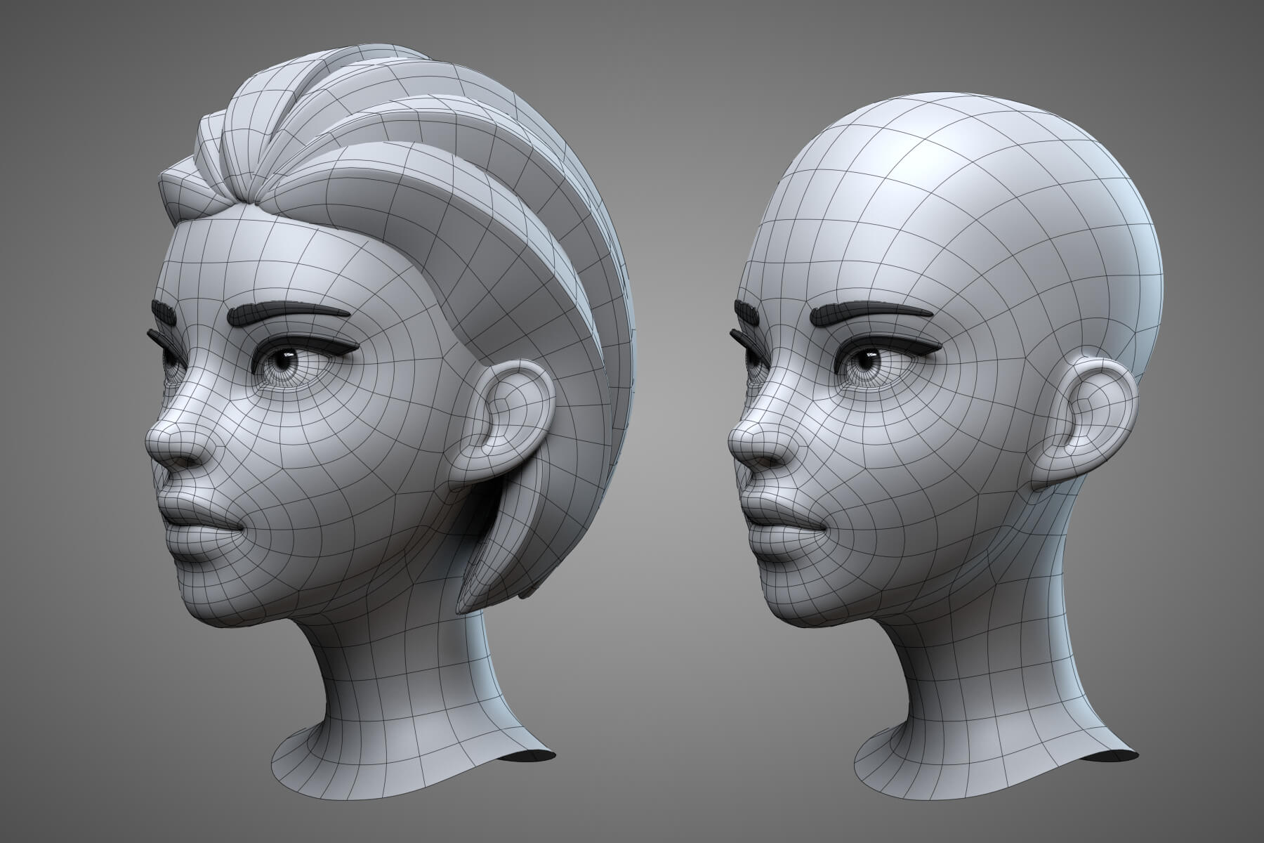 Cartoon Female Head - 3D Model by IndieArt