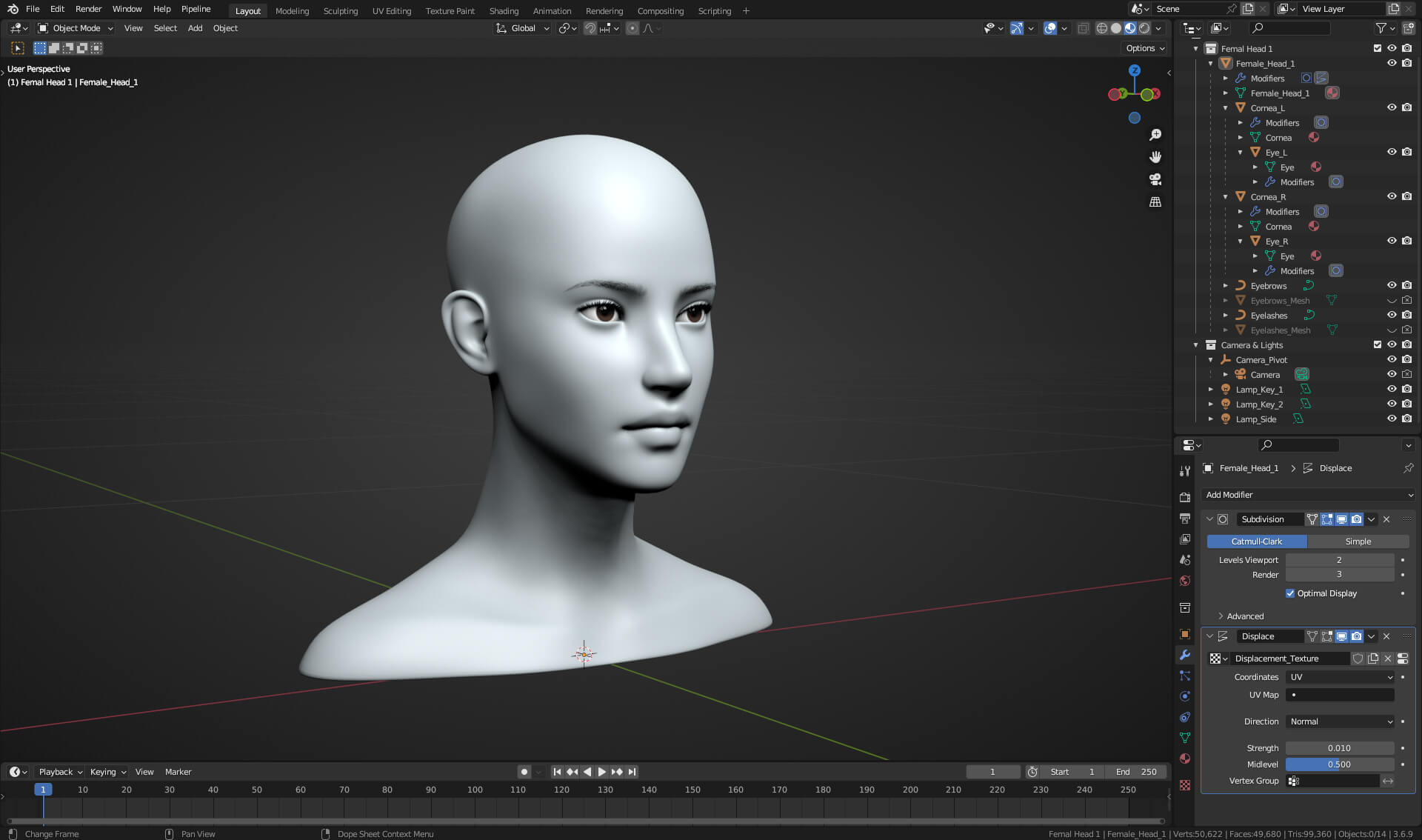 Female Head 1 - 3D Model by IndieArt