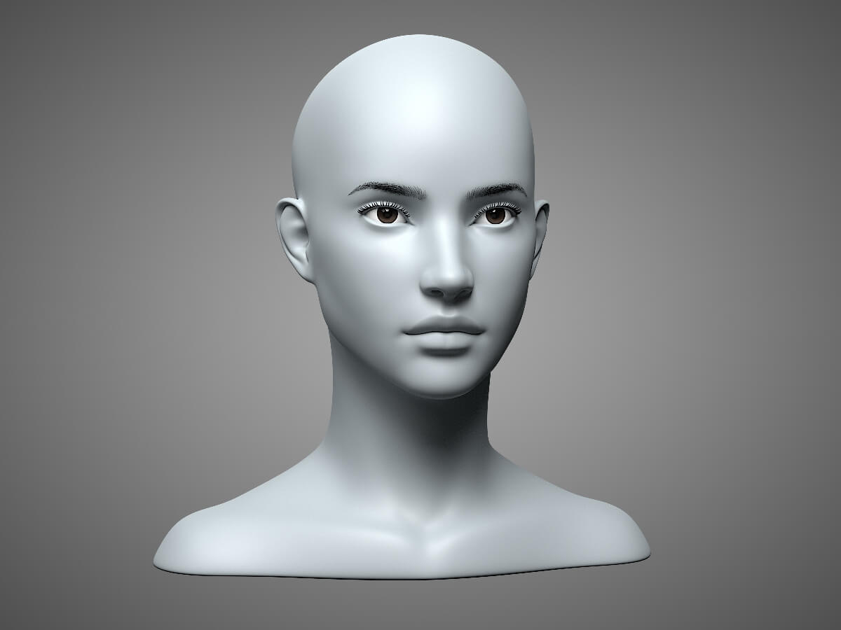 Female Head 2 - 3D Model by IndieArt