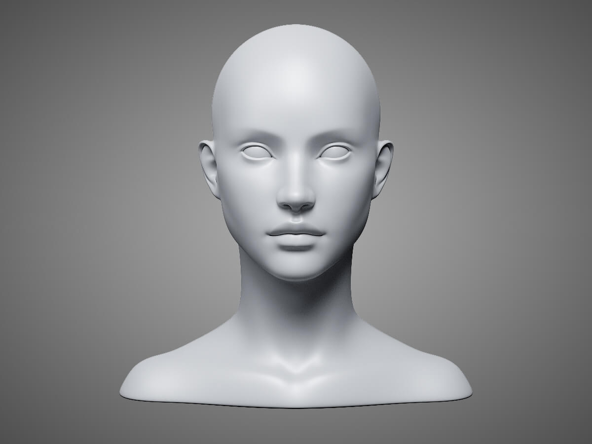 Female Head 2 - 3D Model by IndieArt